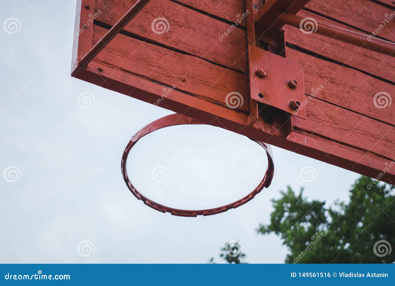 Red Basketball Hoop in the Woods Stock Photo - Image of sports, score ...