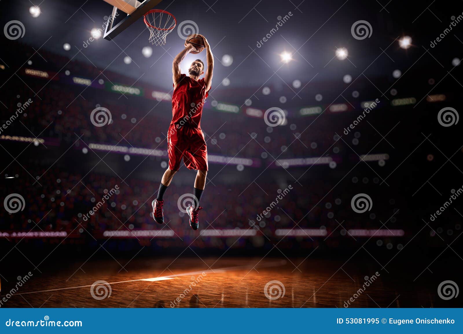 Red Basketball Player in Action Stock Image - Image of challenge ...