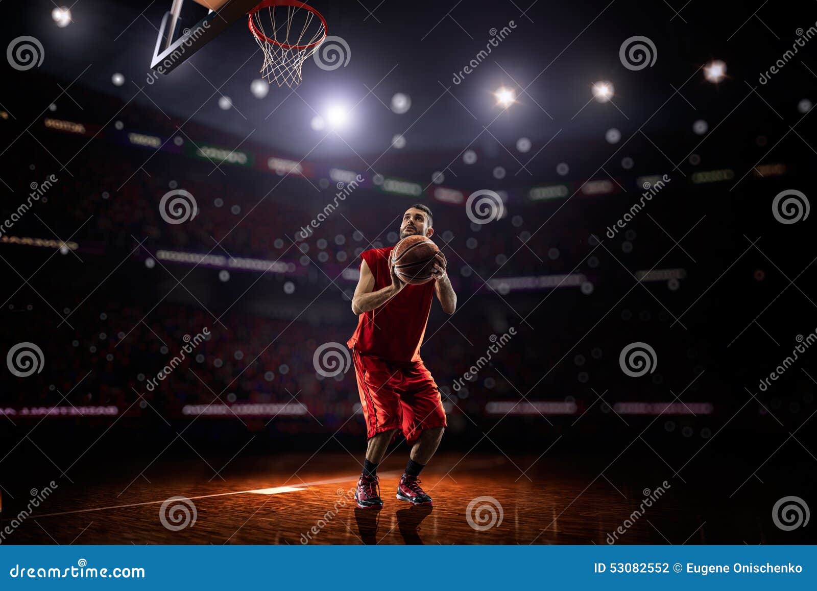 Red Basketball Player in Action Stock Photo - Image of playing, holding ...