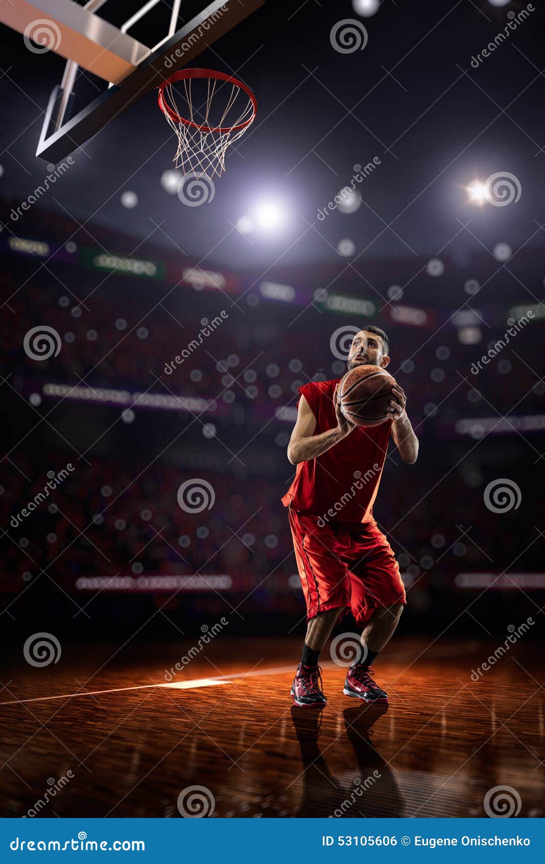 Red Basketball Player in Action Stock Photo - Image of adult, male ...