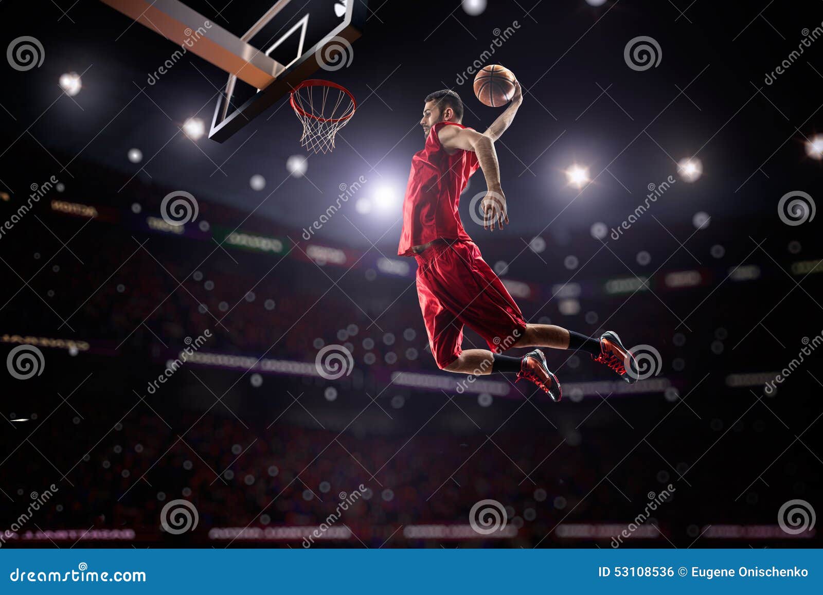 Red Basketball Player in Action Stock Photo - Image of basketball ...