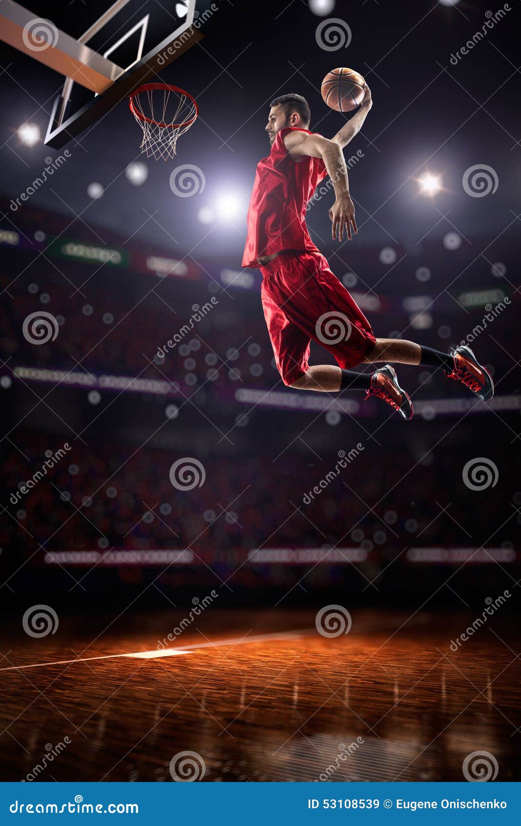 Red Basketball Player in Action Stock Image - Image of moving, athlete ...