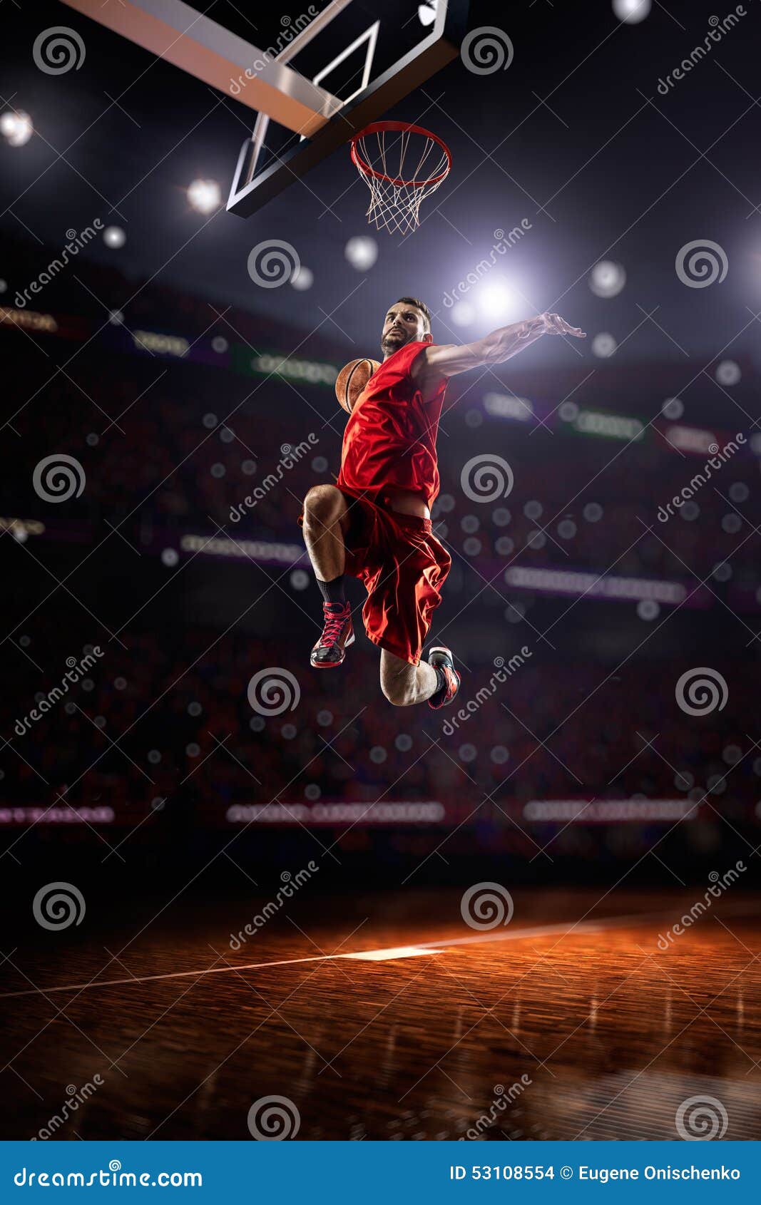 Red Basketball Player in Action Stock Photo - Image of muscular ...