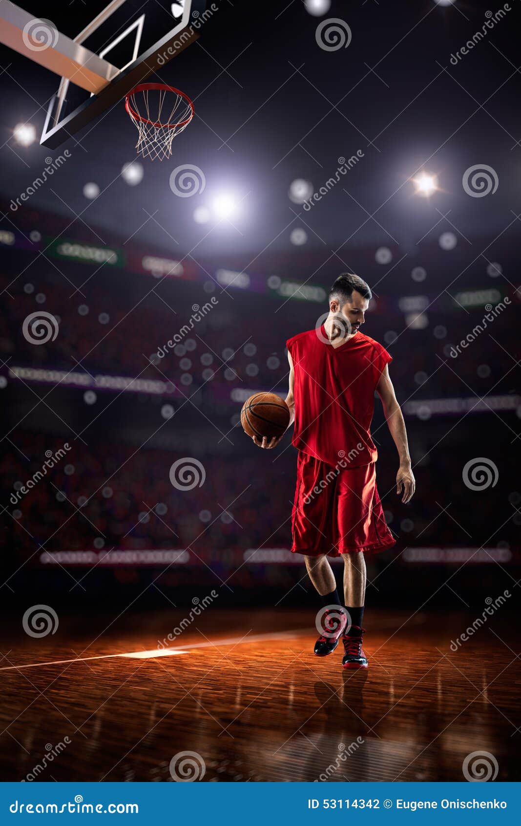 Red Basketball Player in Action Stock Photo - Image of person ...