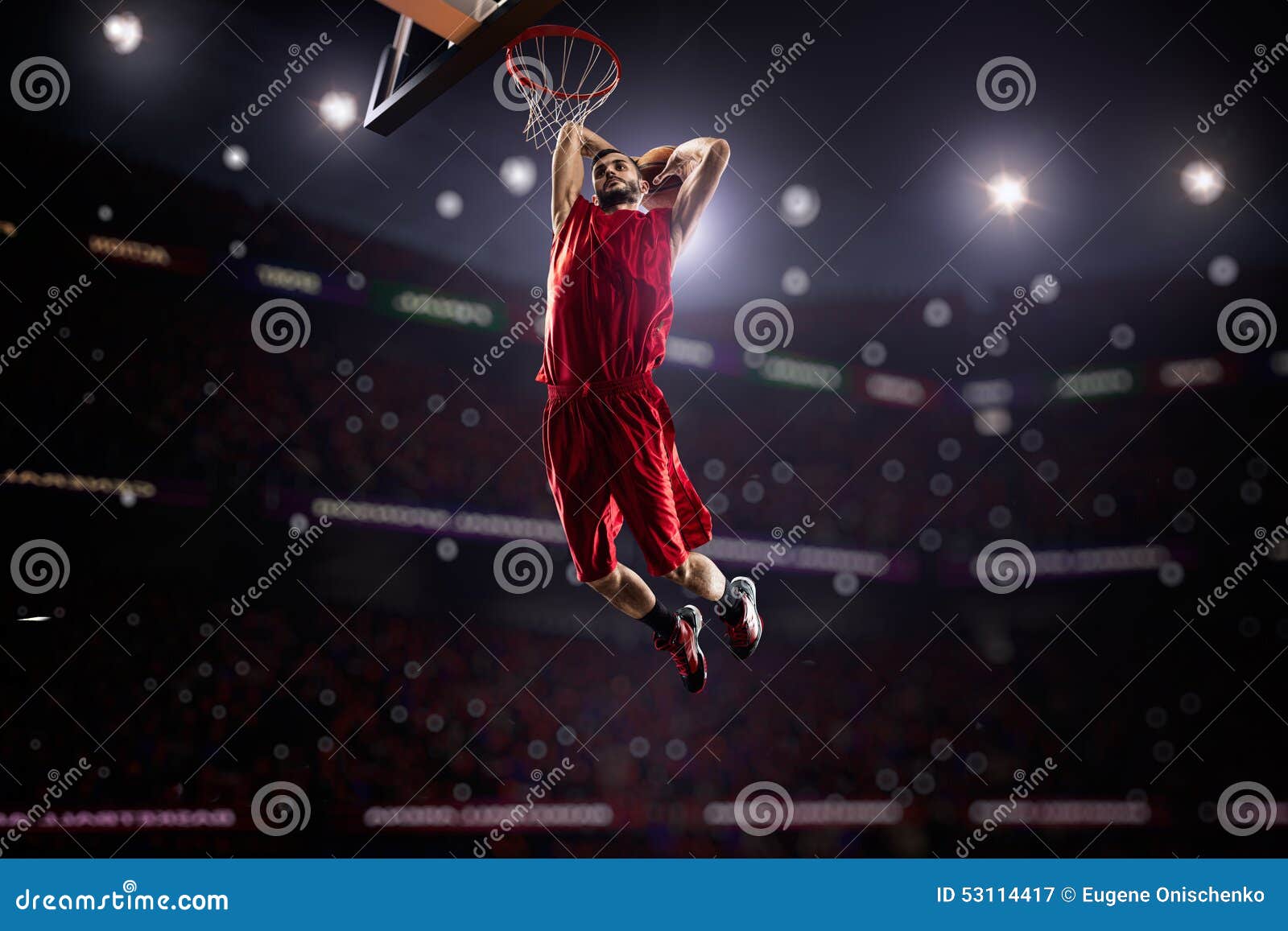 Red Basketball Player in Action Stock Image - Image of action, adult ...