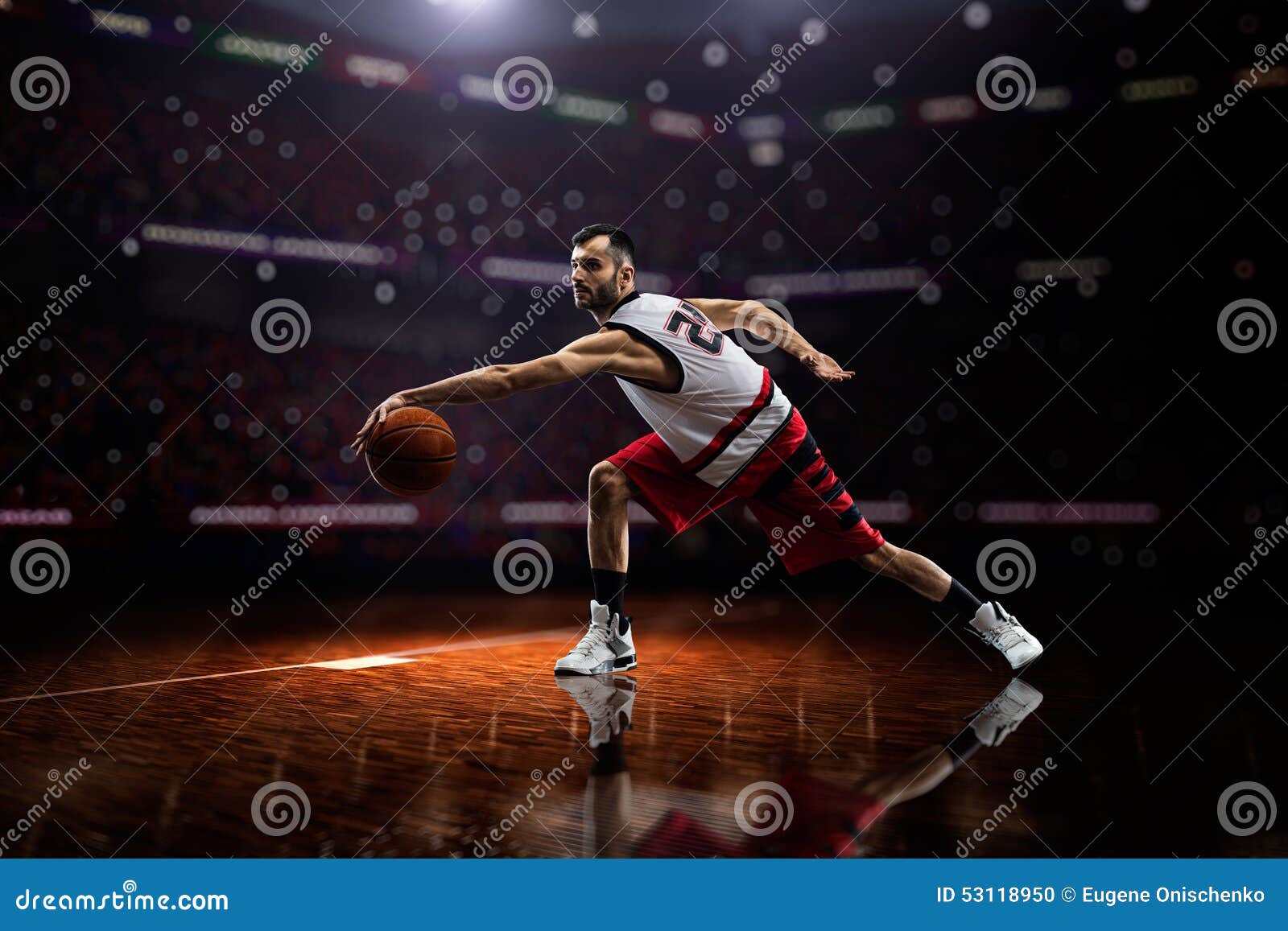 Red Basketball Player in Action Stock Photo - Image of people, athlete ...