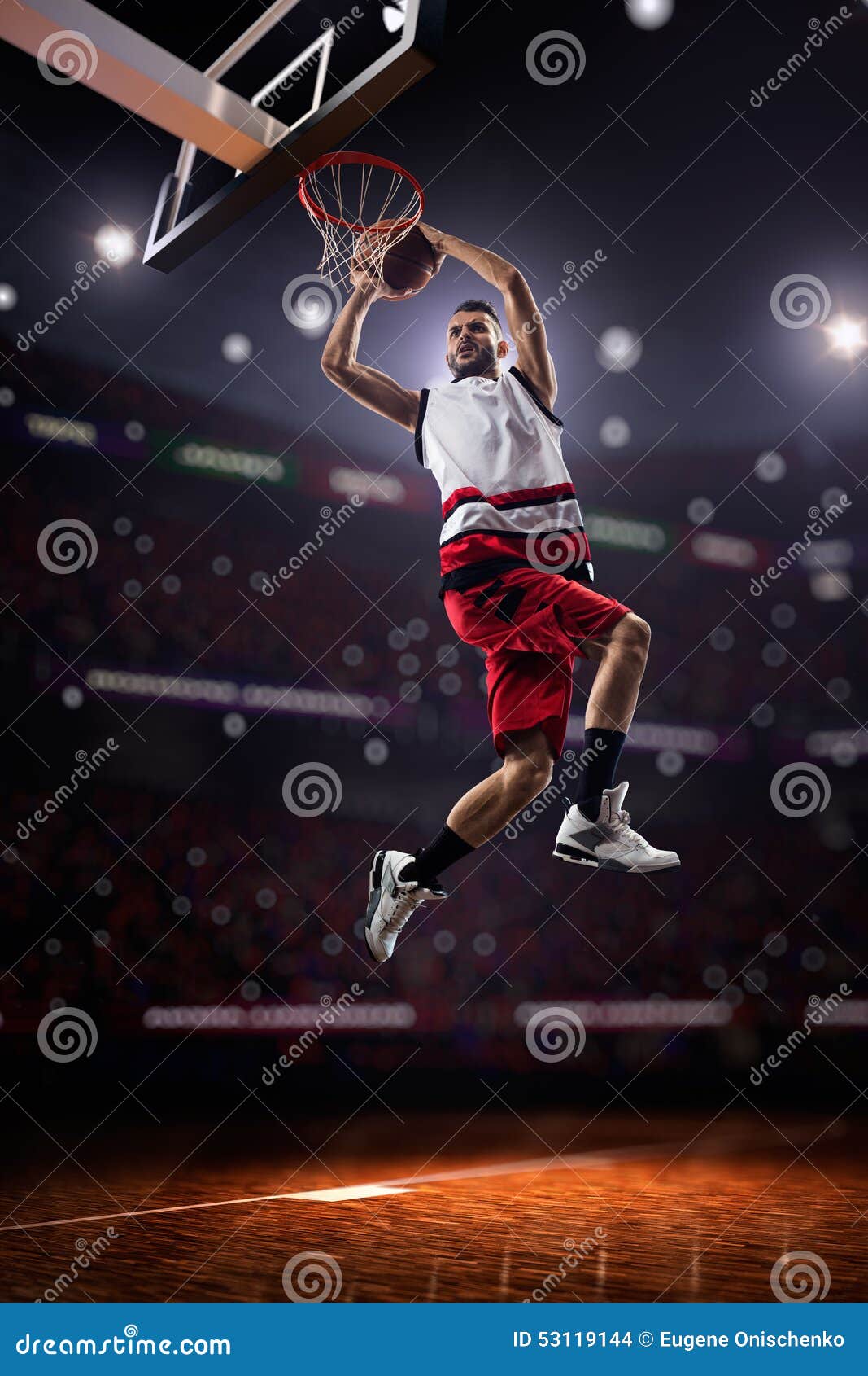 Red Basketball Player in Action Stock Photo - Image of lifestyle, adult ...