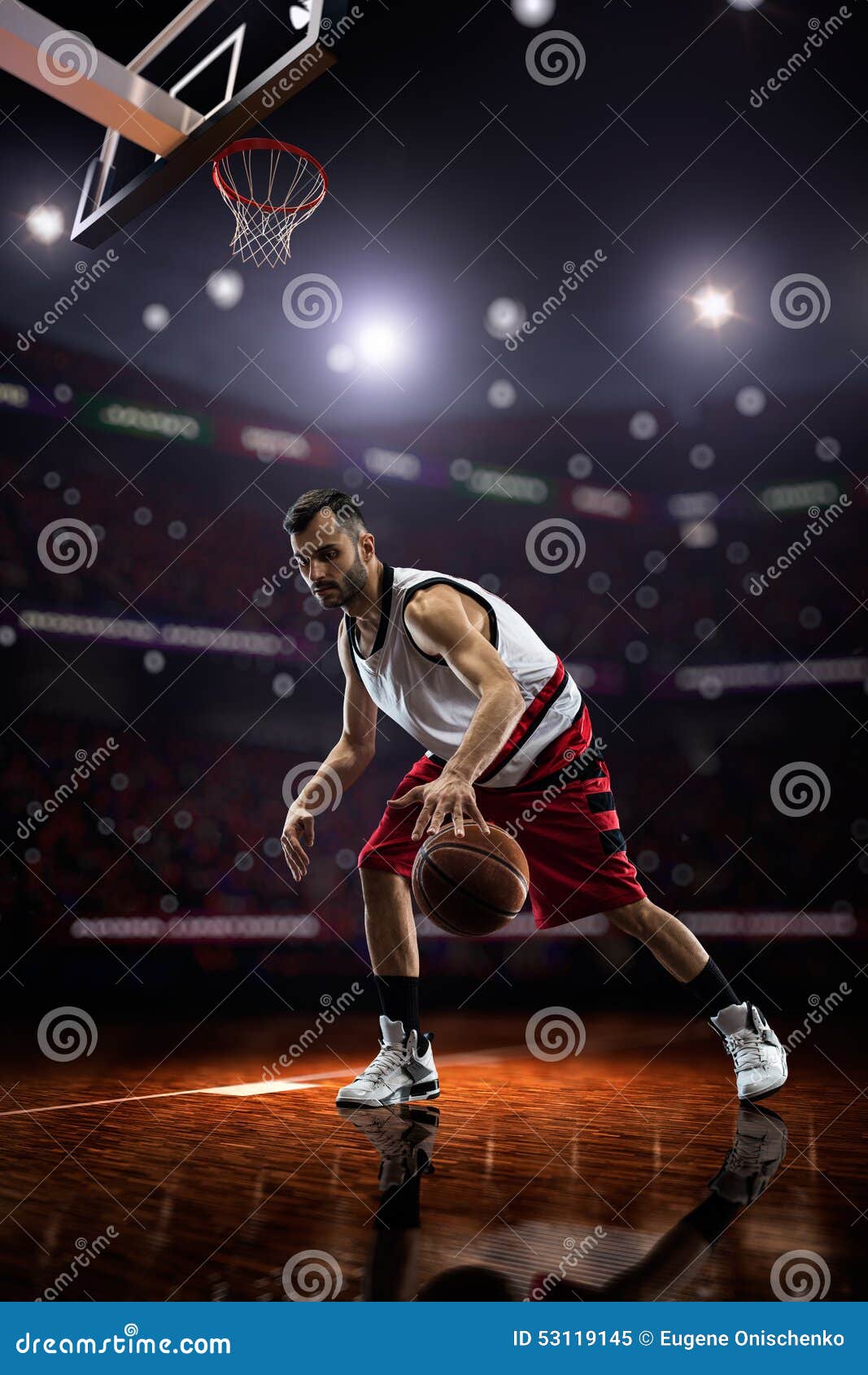 Red Basketball Player in Action Stock Image - Image of basketball ...