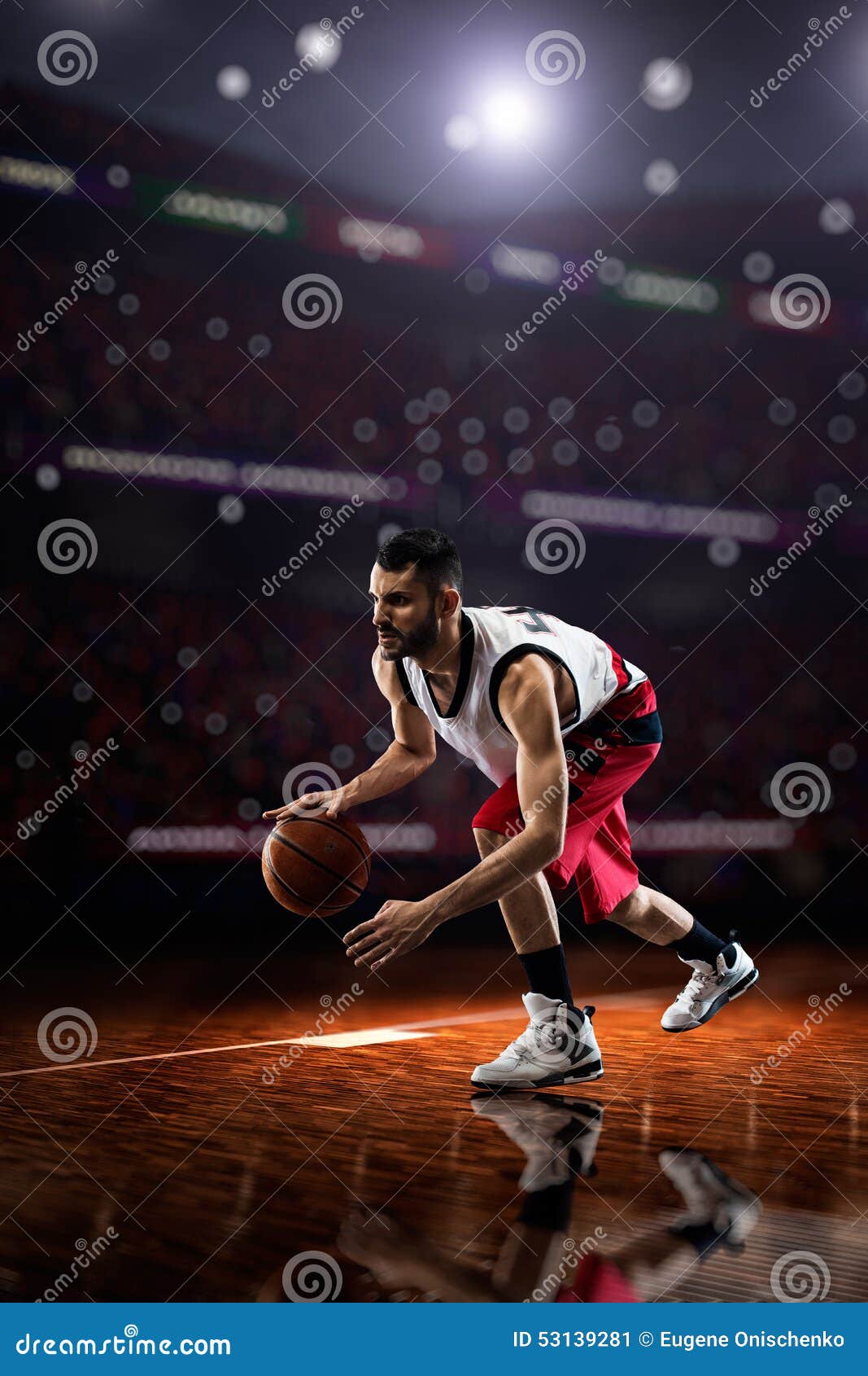 Red Basketball Player in Action Stock Image - Image of body, male: 53139281
