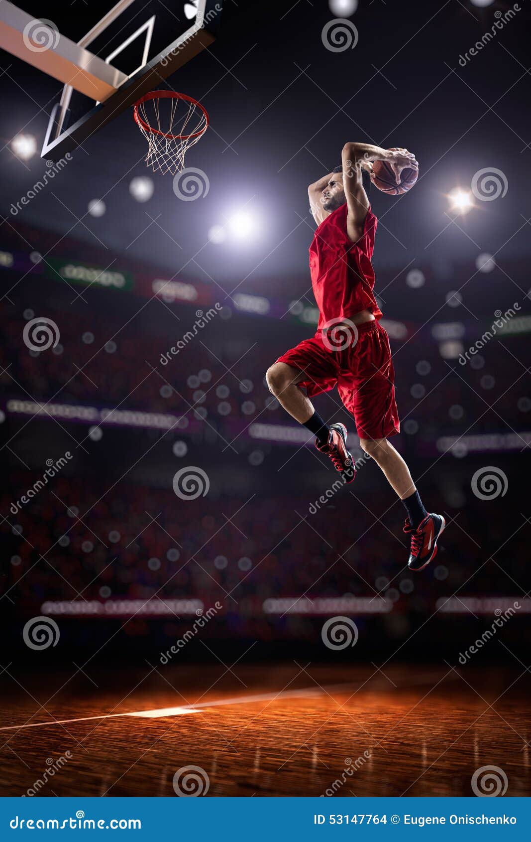 Red Basketball Player in Action Stock Photo - Image of player, descent ...