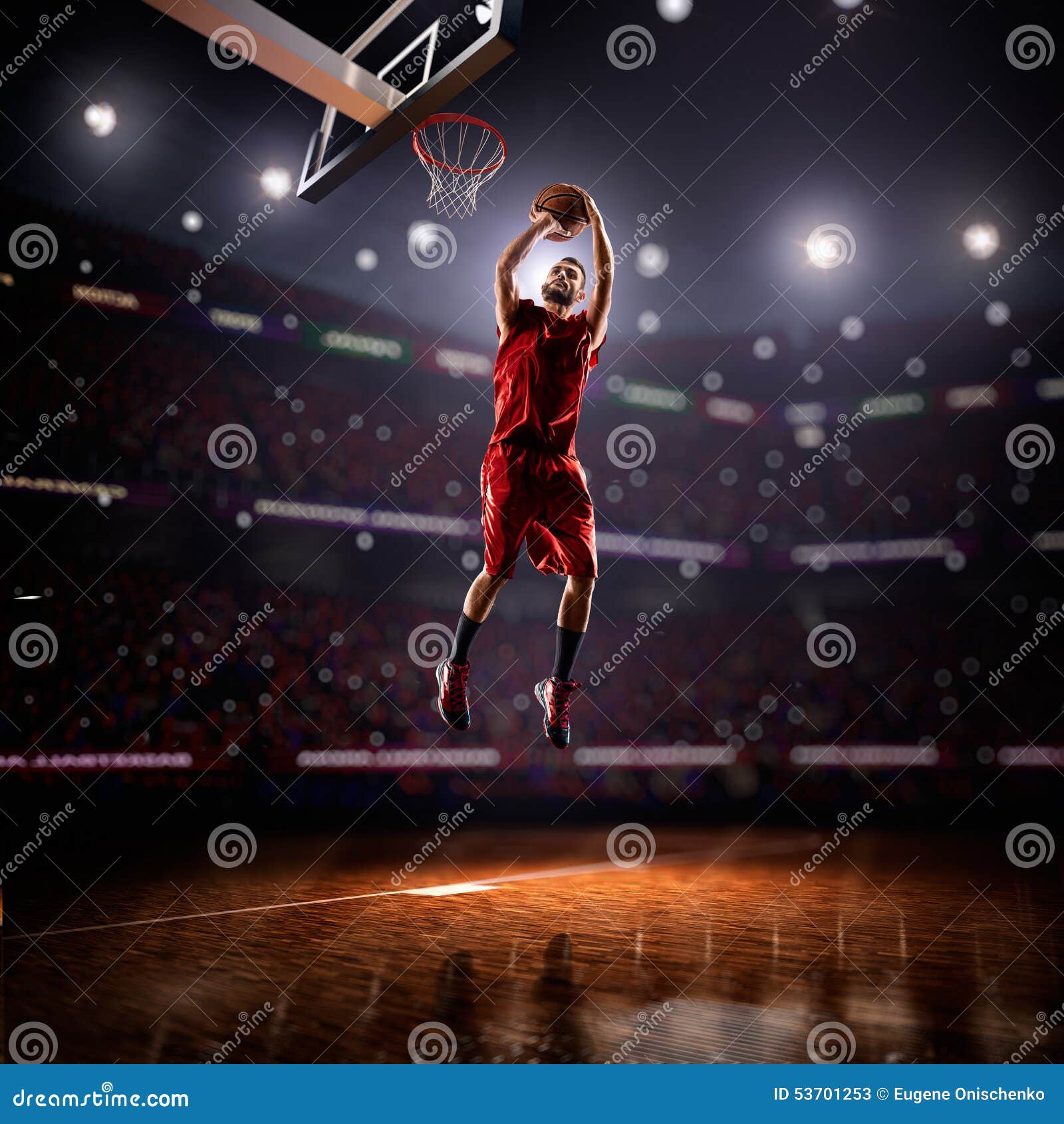 Red Basketball Player in Action Stock Image - Image of people, effort ...