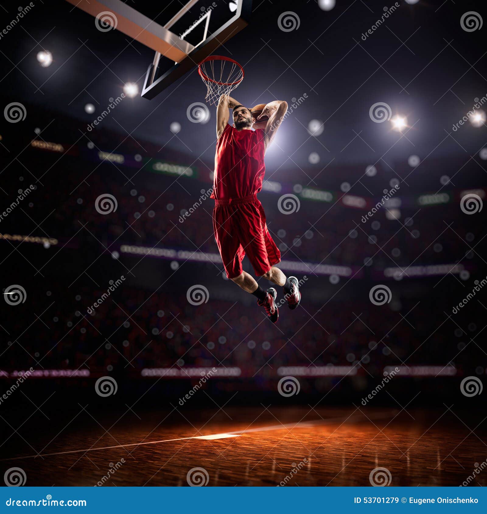 Red Basketball Player in Action Stock Image - Image of moving ...