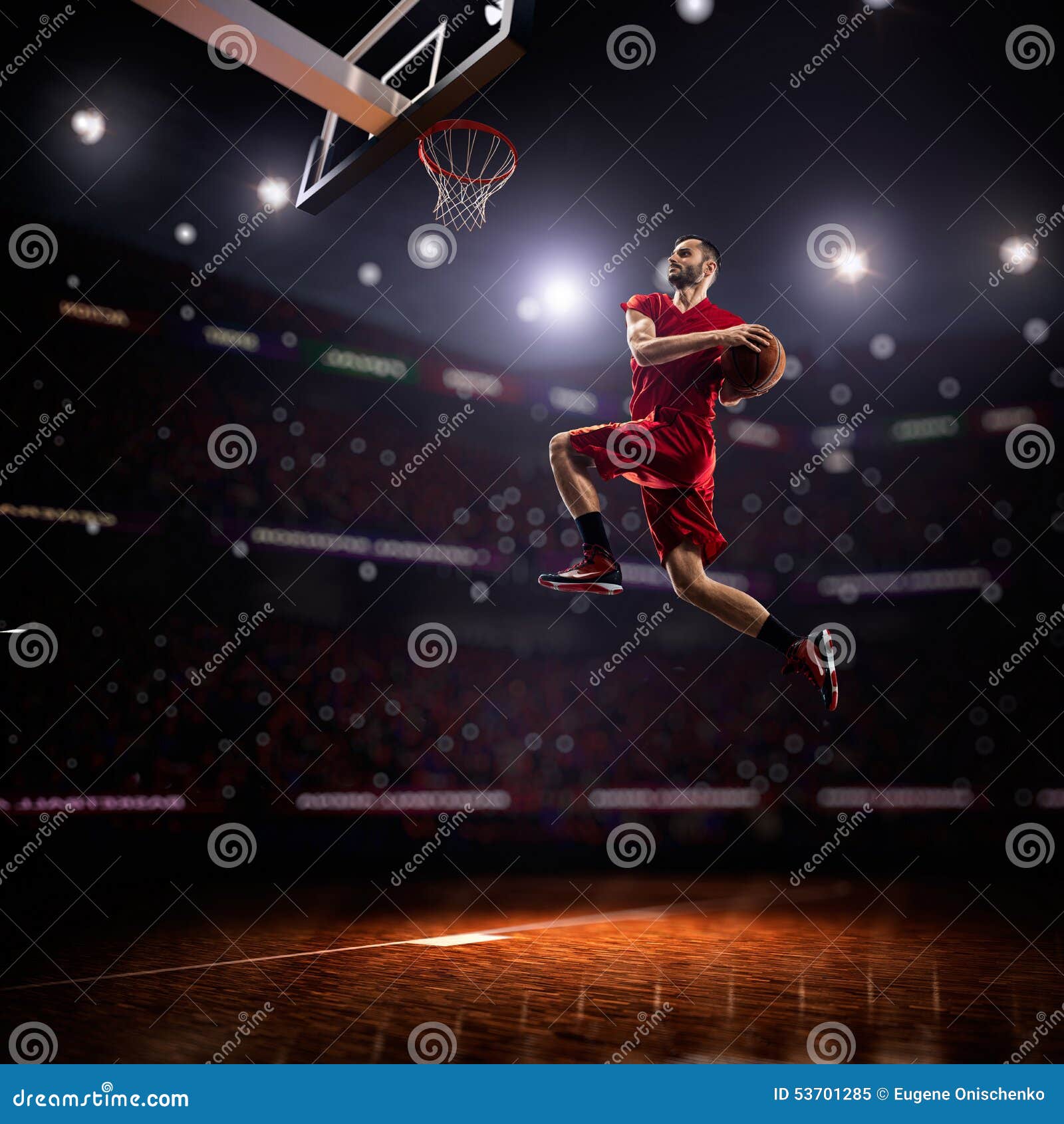 Red Basketball Player in Action Stock Image - Image of basket, fitness ...