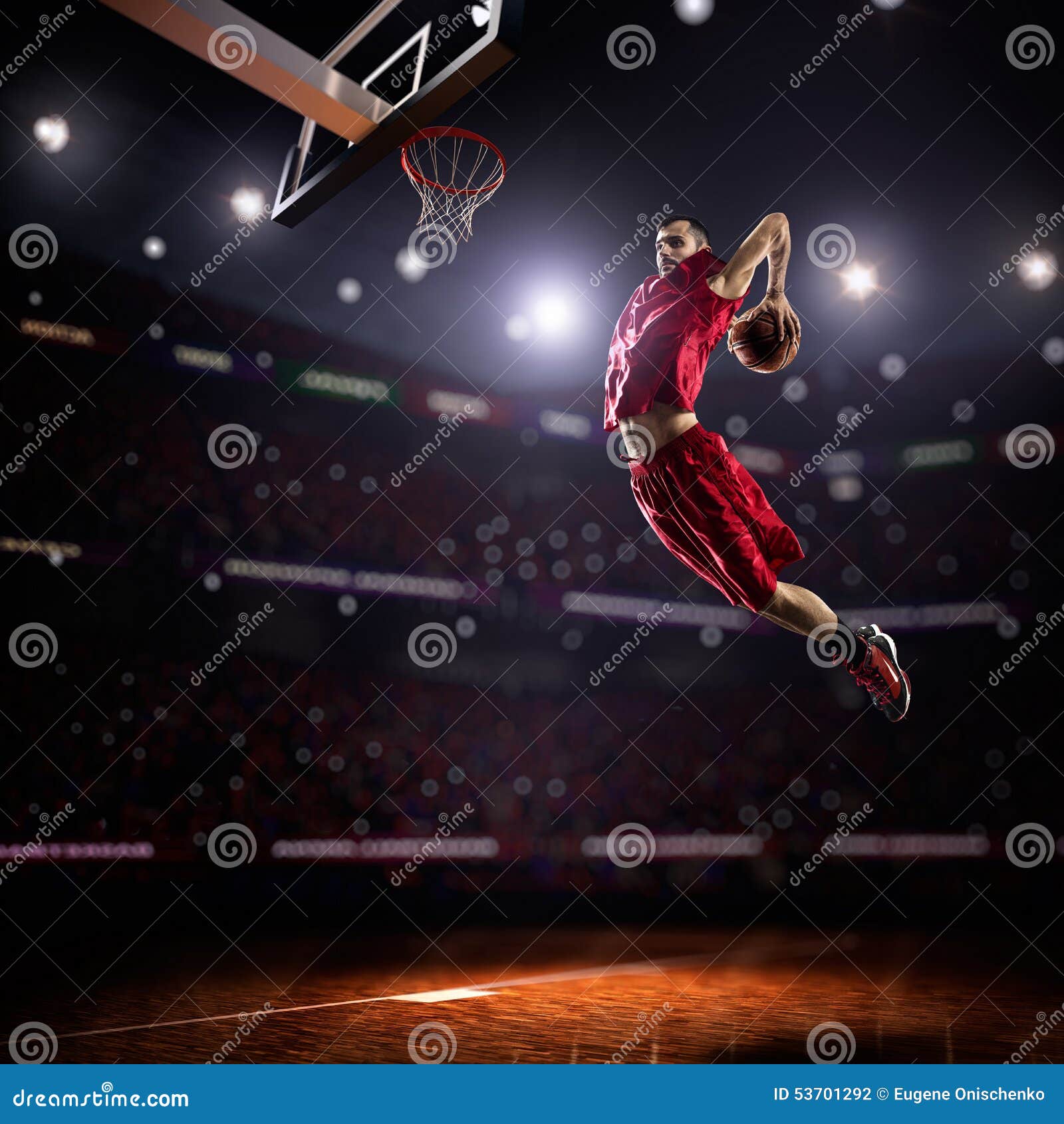 Red Basketball Player in Action Stock Photo - Image of people, court ...