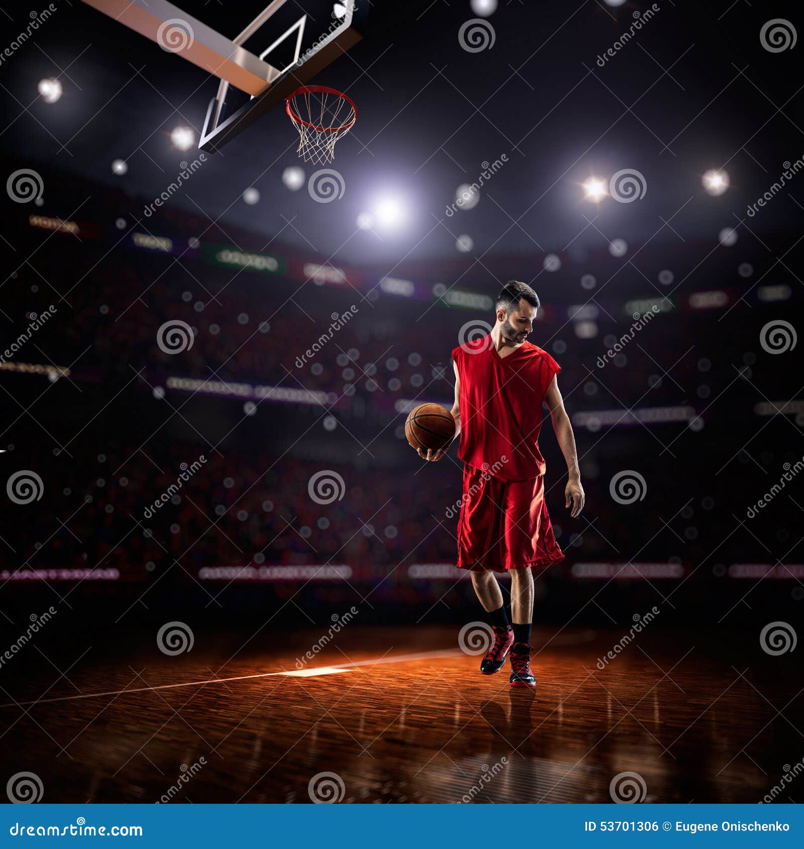 Red Basketball Player in Action Stock Photo - Image of adult, muscular ...