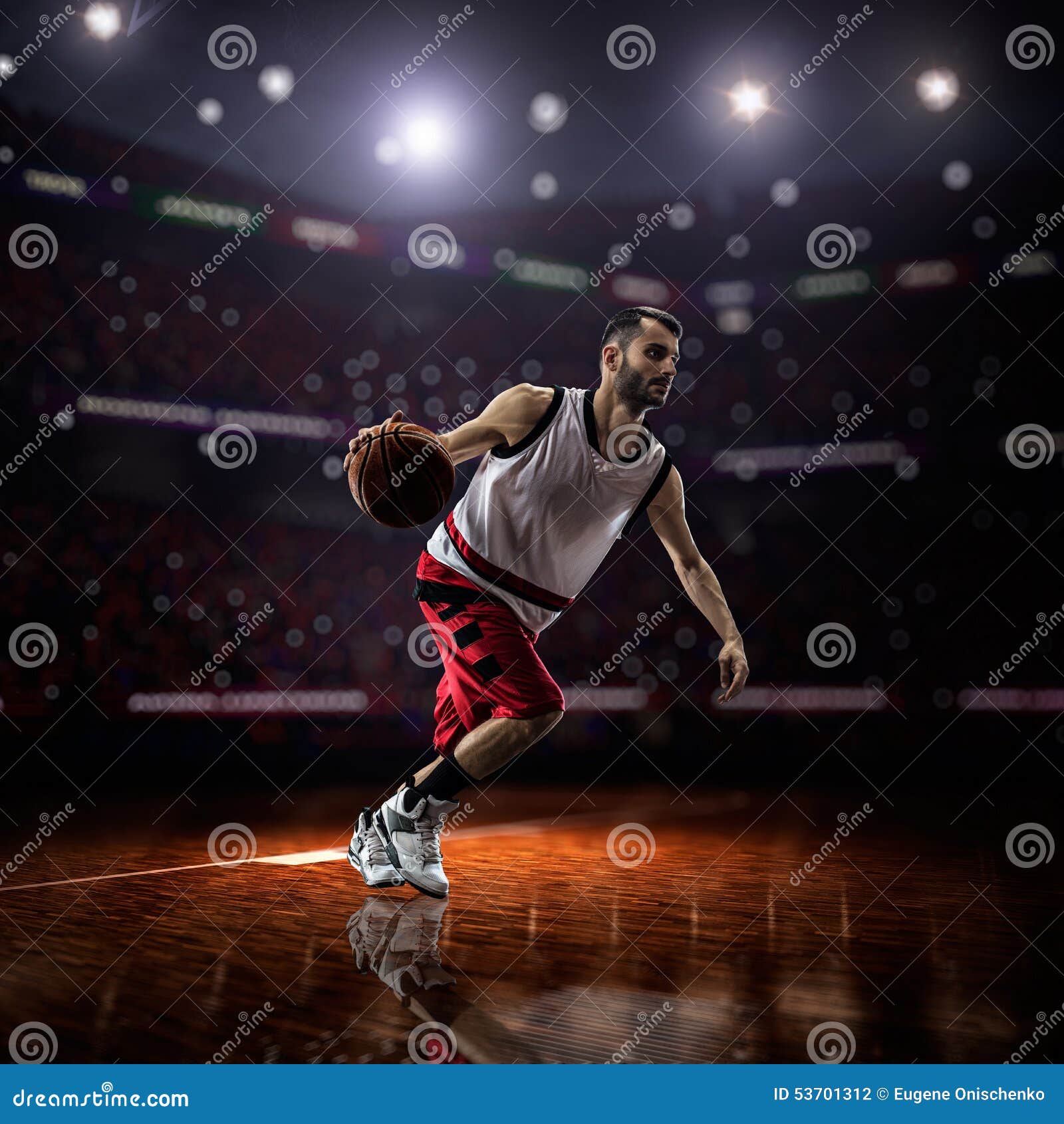 Red Basketball Player in Action Stock Photo - Image of descent ...