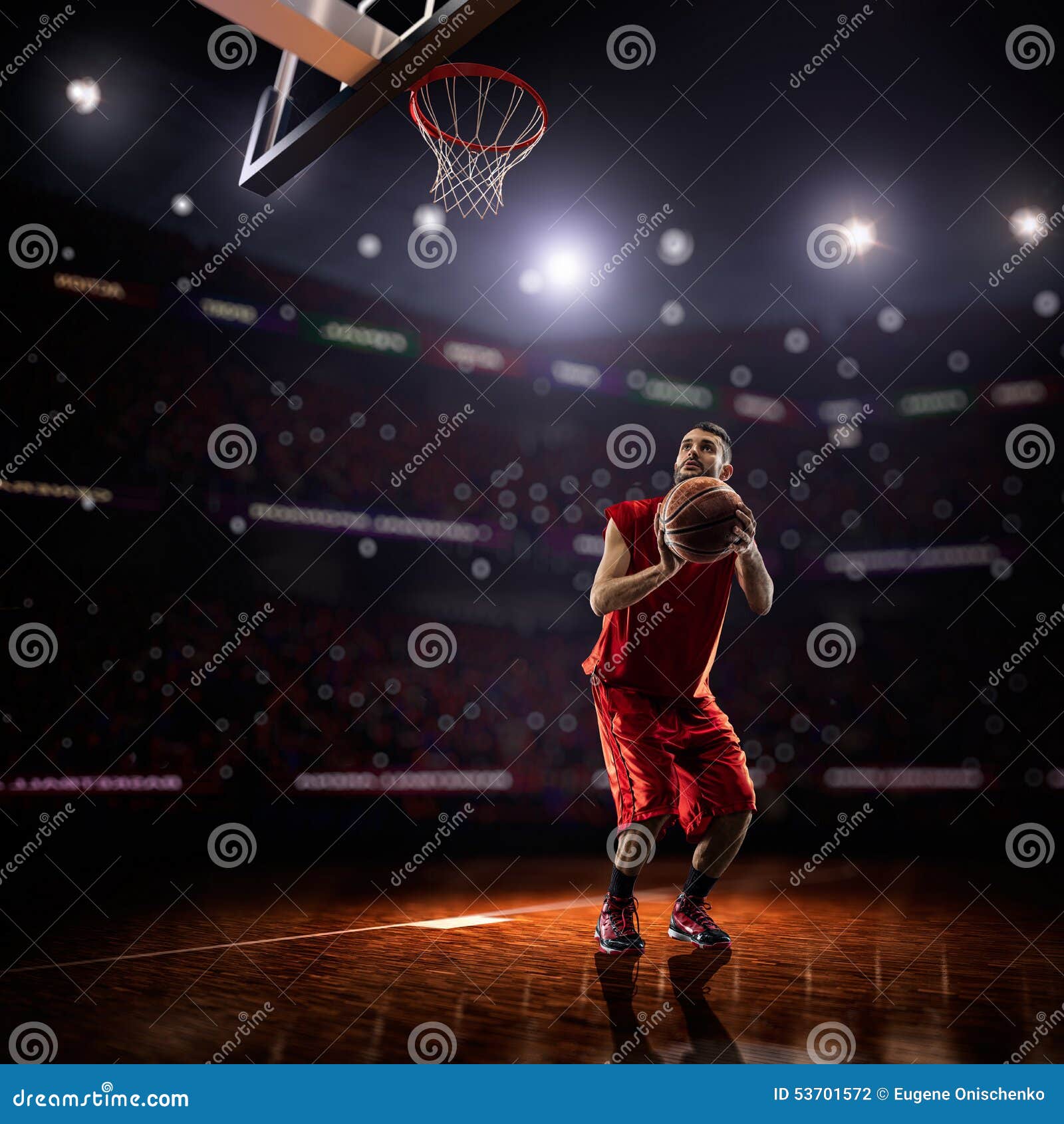 Red Basketball Player in Action Stock Photo - Image of background ...