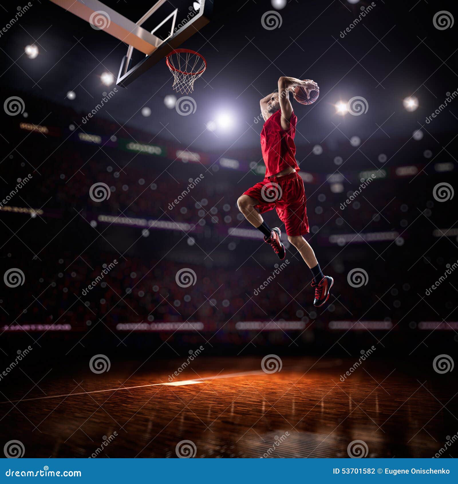 Red Basketball Player in Action Stock Photo - Image of fitness, athlete ...