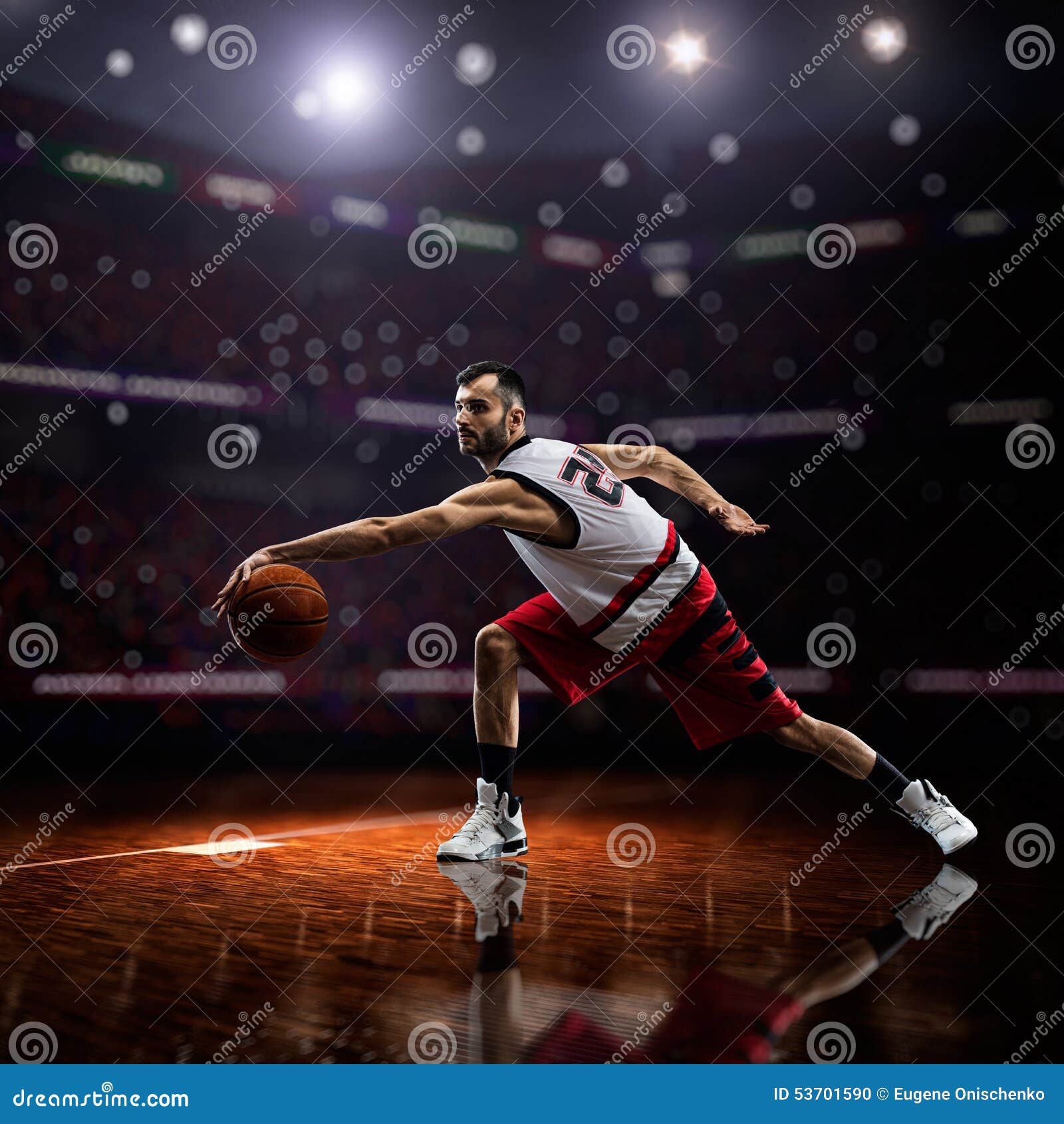 Red Basketball Player in Action Stock Photo - Image of muscular, light ...