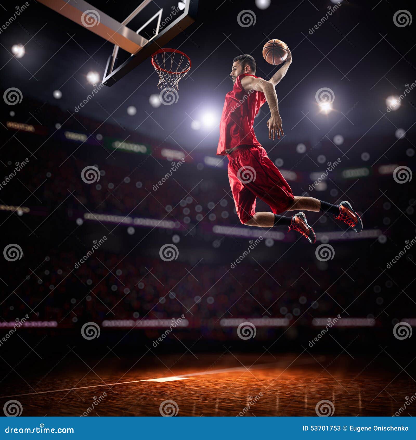 Red Basketball Player in Action Stock Image - Image of activity ...