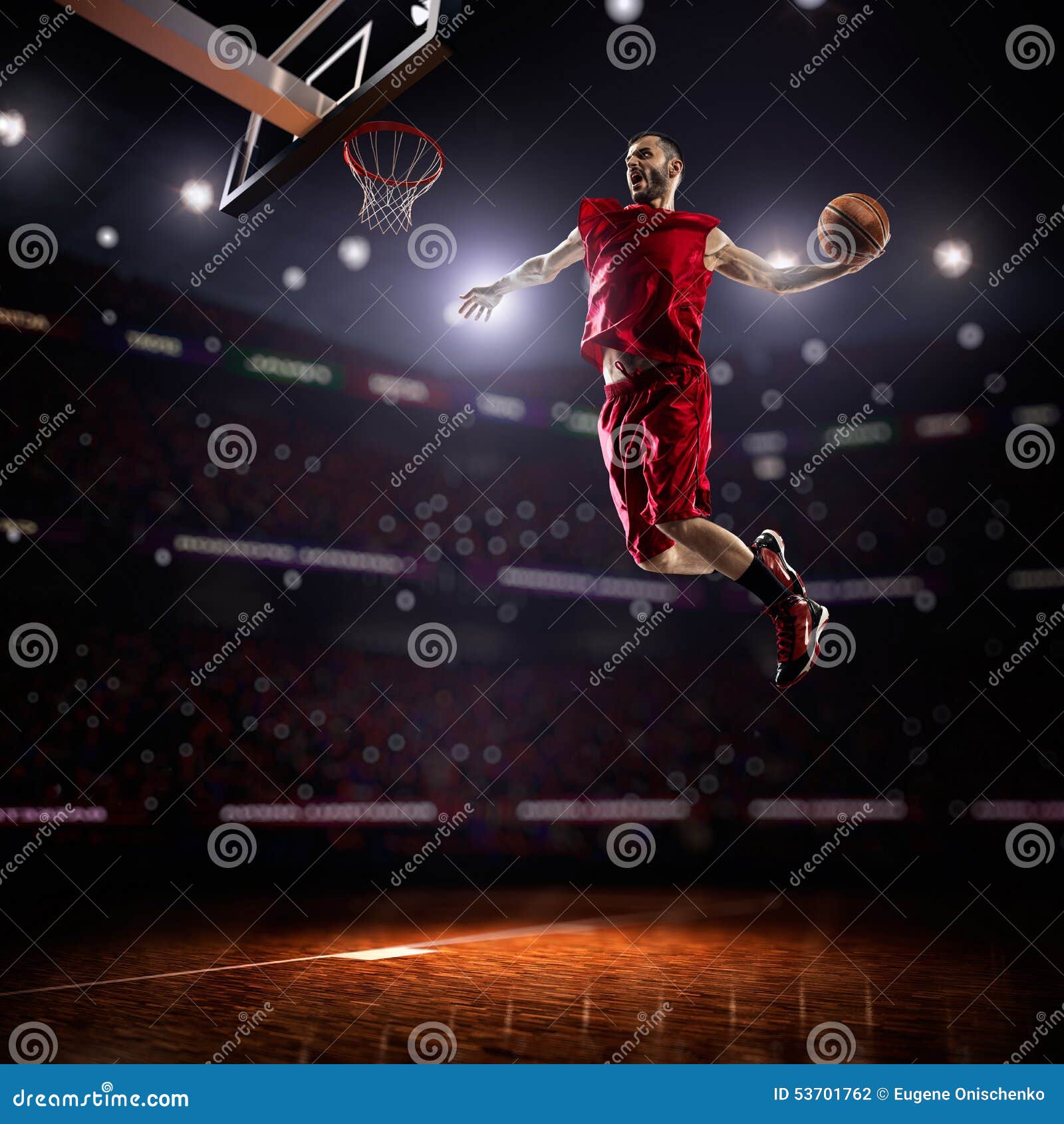 Red Basketball Player in Action Stock Photo - Image of player, holding ...