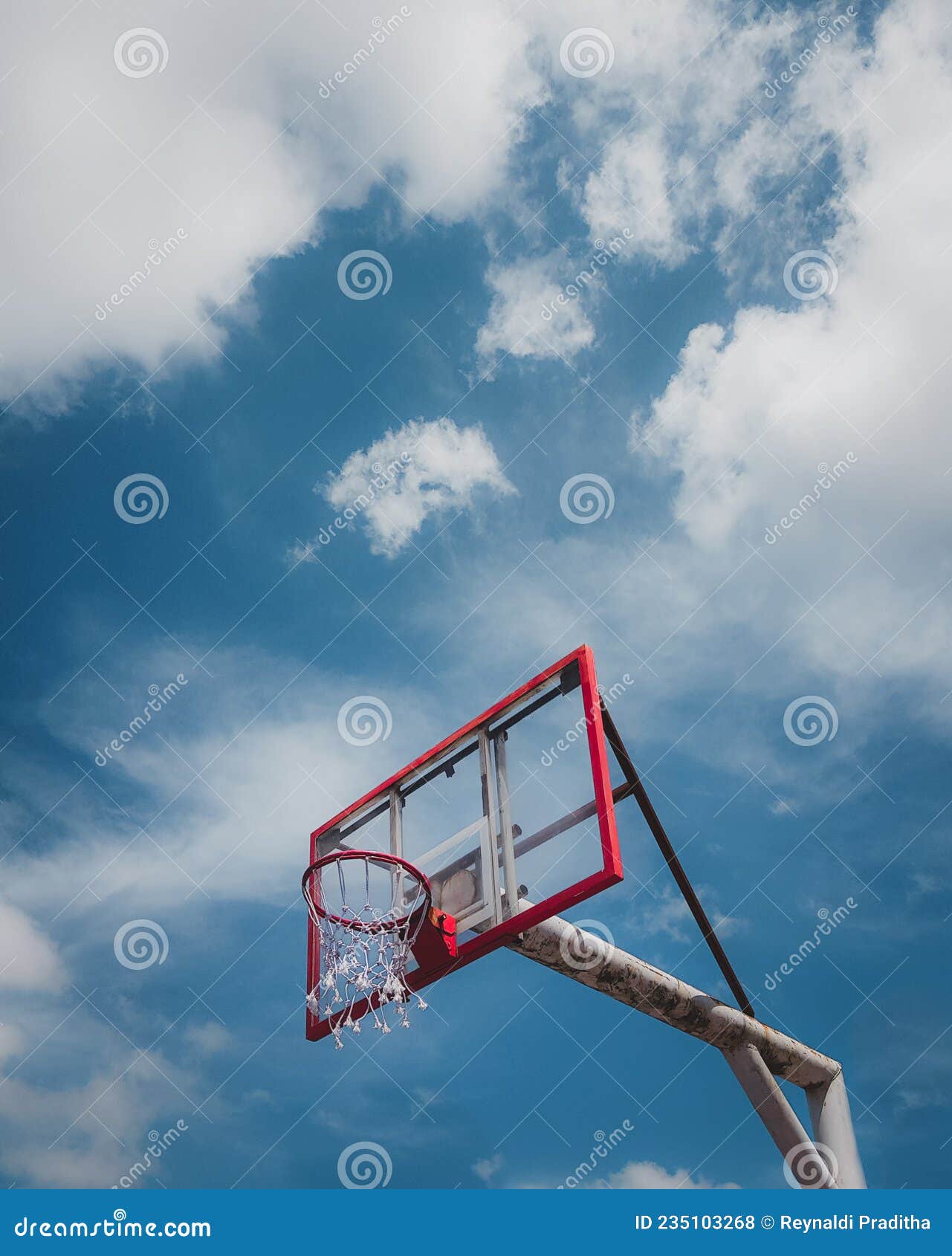 Red Basketball Ring Hoop on Clear Blue Sky Stock Photo - Image of ring ...