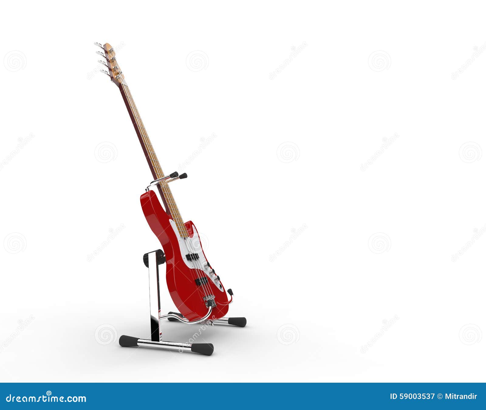 Red Bass Guitar on the Stand - Side View Stock Illustration ...