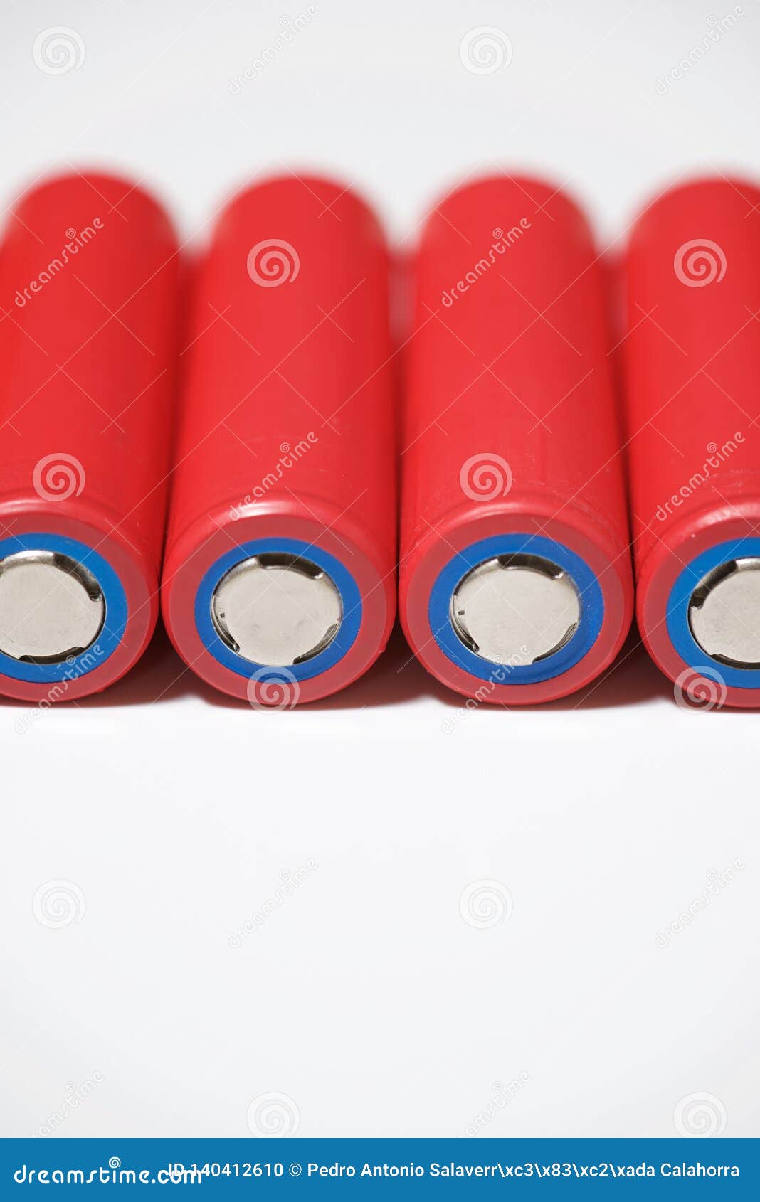 Red batteries view stock photo. Image of cell, negative - 140412610