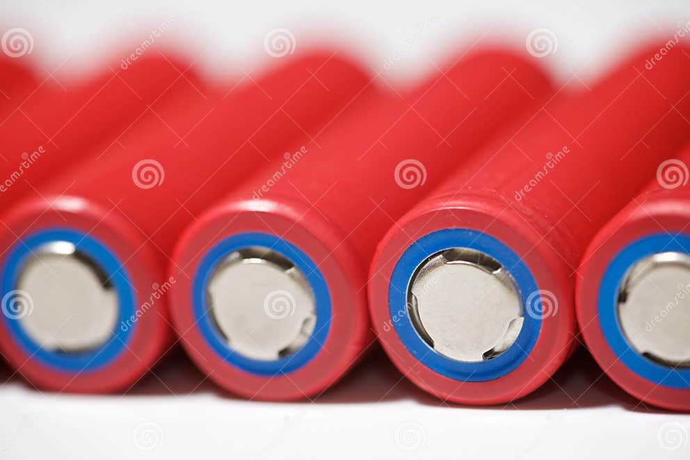 Red batteries view stock image. Image of duty, battery - 140412653