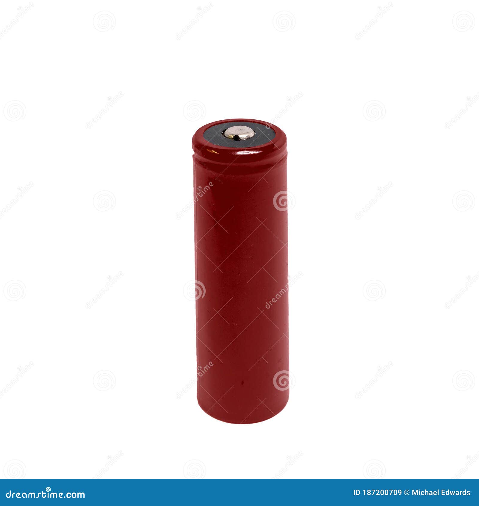 A Red 18600 Battery Isolated on a White Backdrop Stock Image - Image of ...