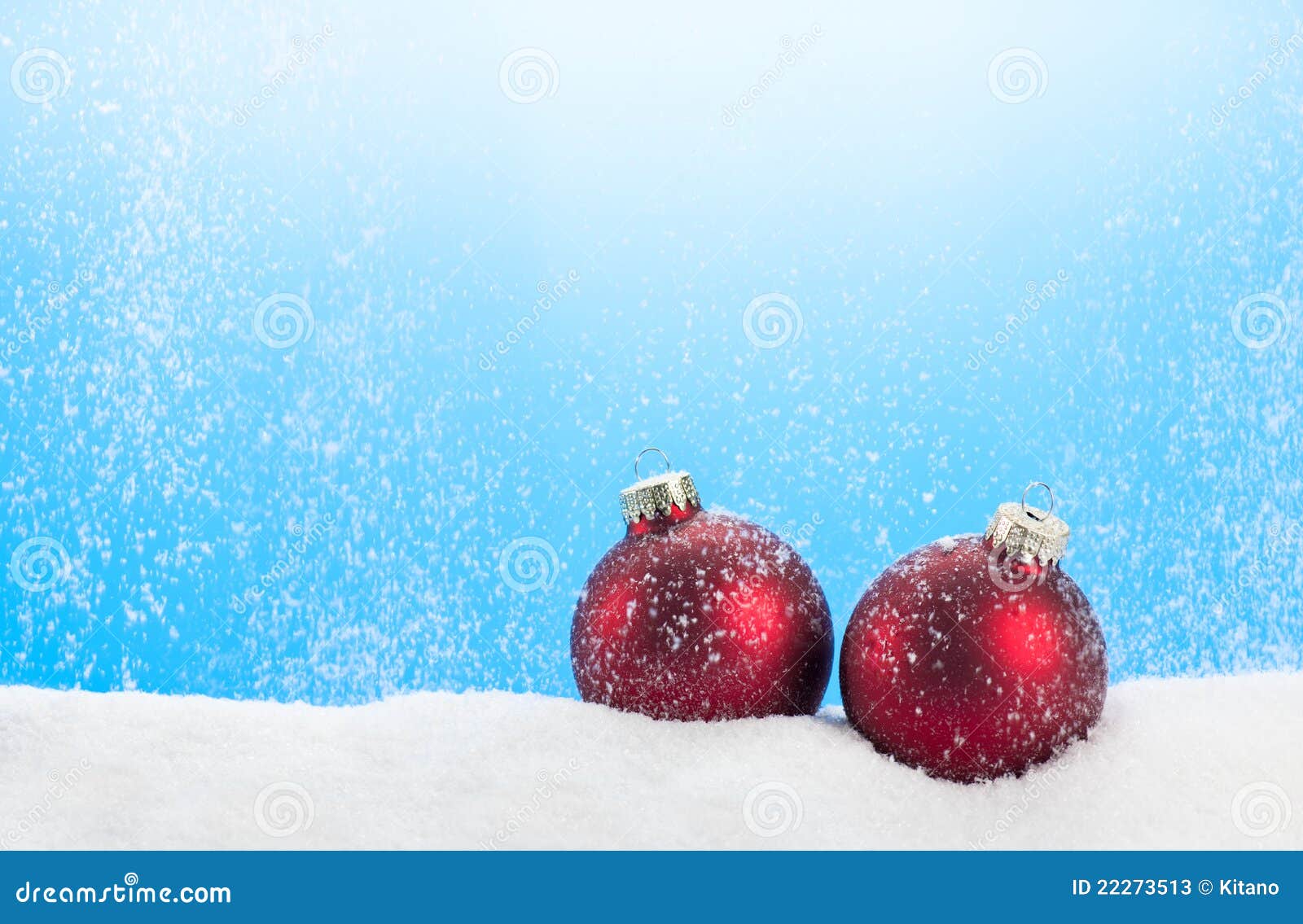 Red Baubles with Falling Snow Stock Image - Image of holiday, falling ...
