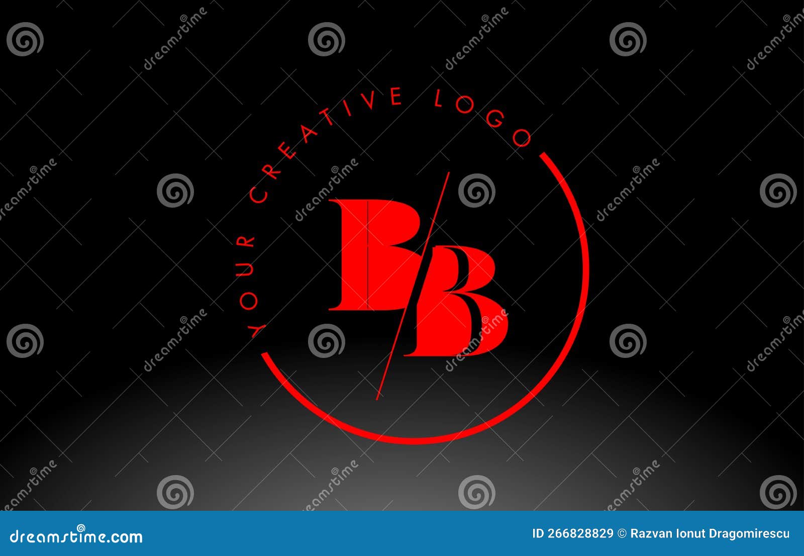 Red BB Serif Letter Logo Design with Creative Intersected Cut Stock ...