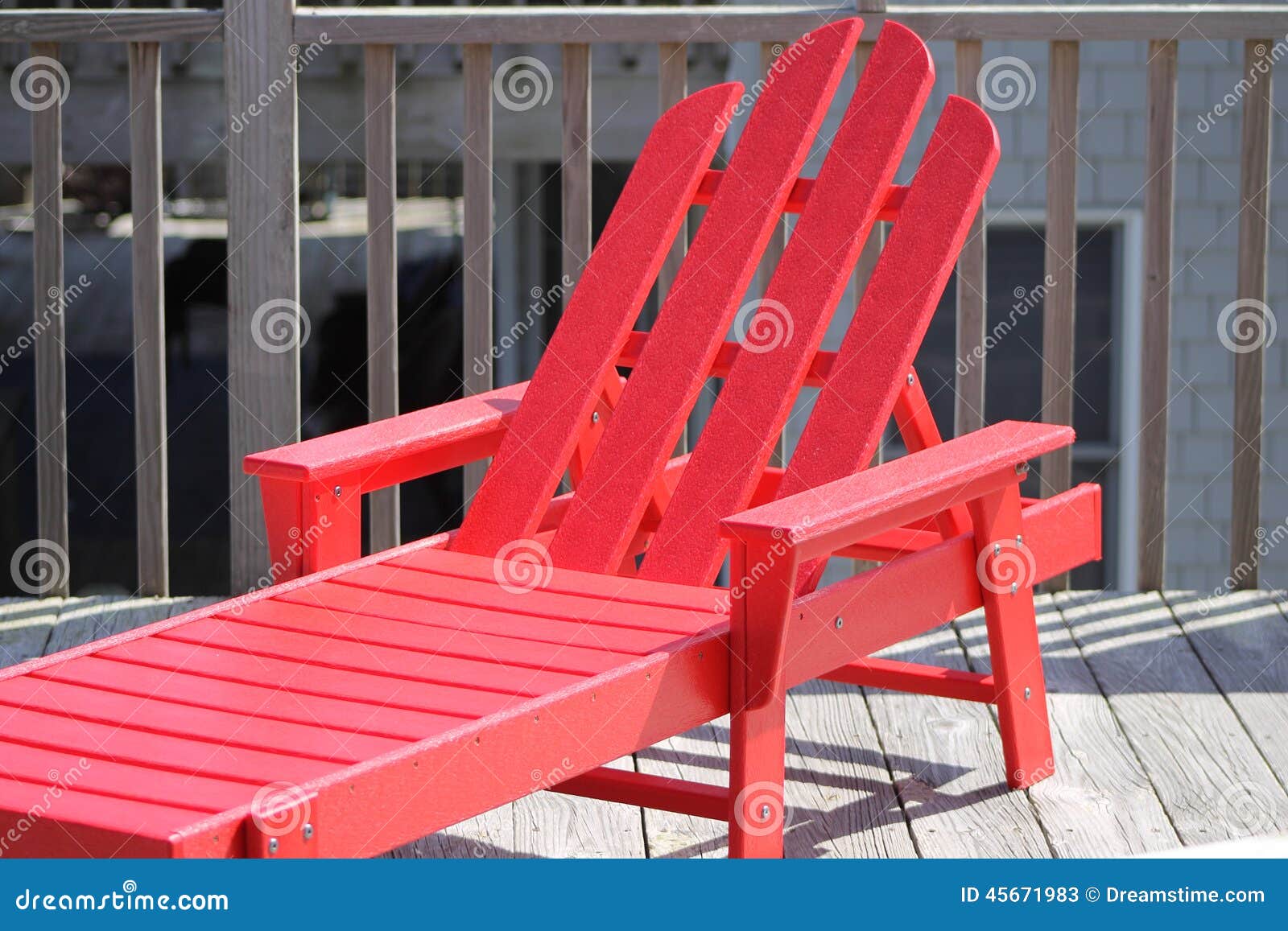 Red Beach Chair stock image. Image of deck, wooden, home - 45671983