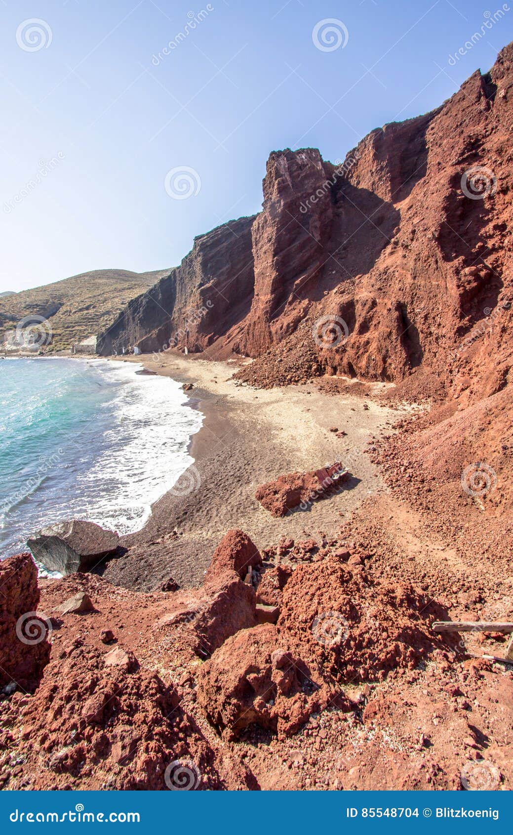Red Beach, Santorini, Greece Stock Photo - Image of rock, island: 85548704