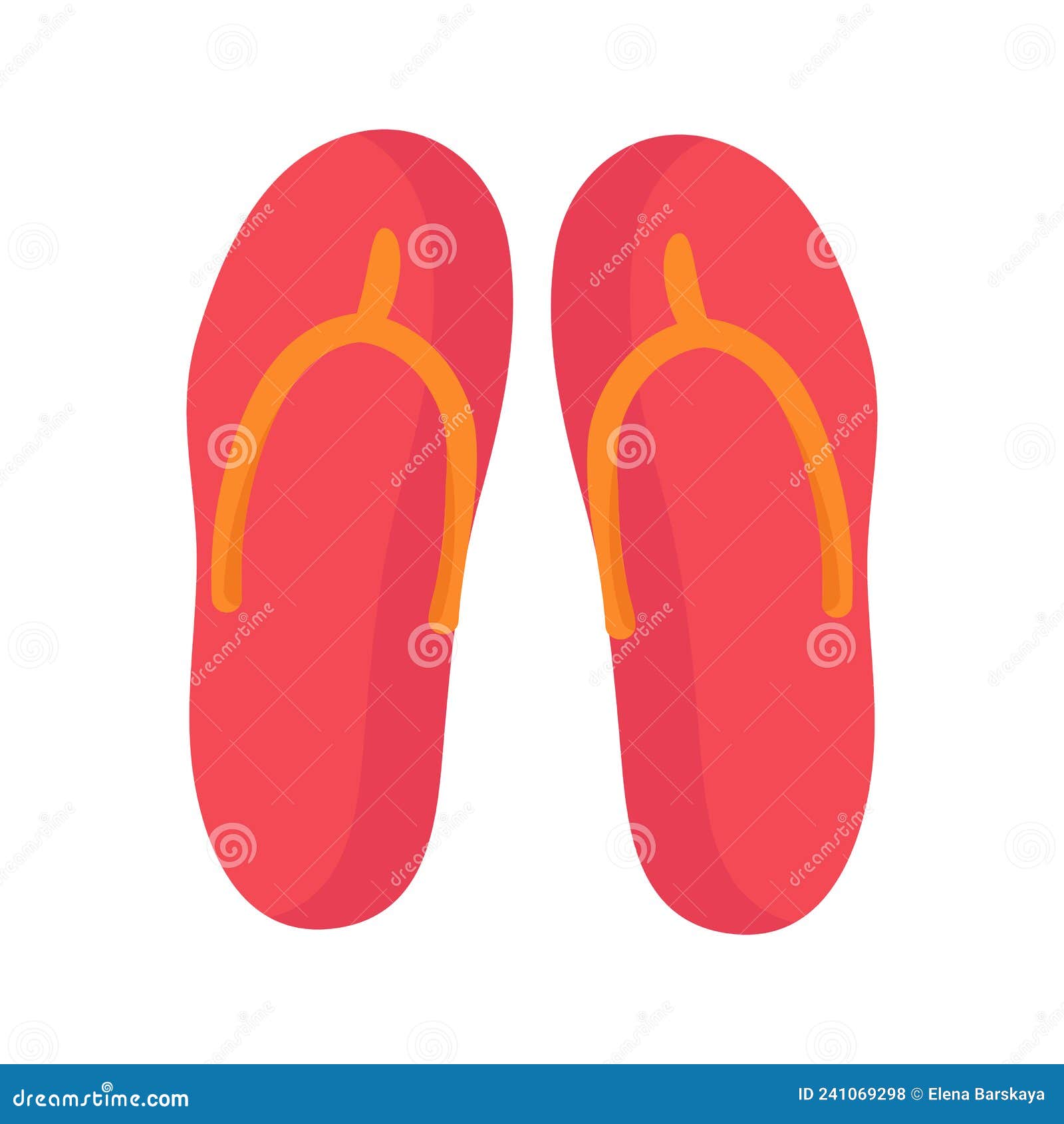 Red Beach Slippers on a White Background Stock Vector - Illustration of ...