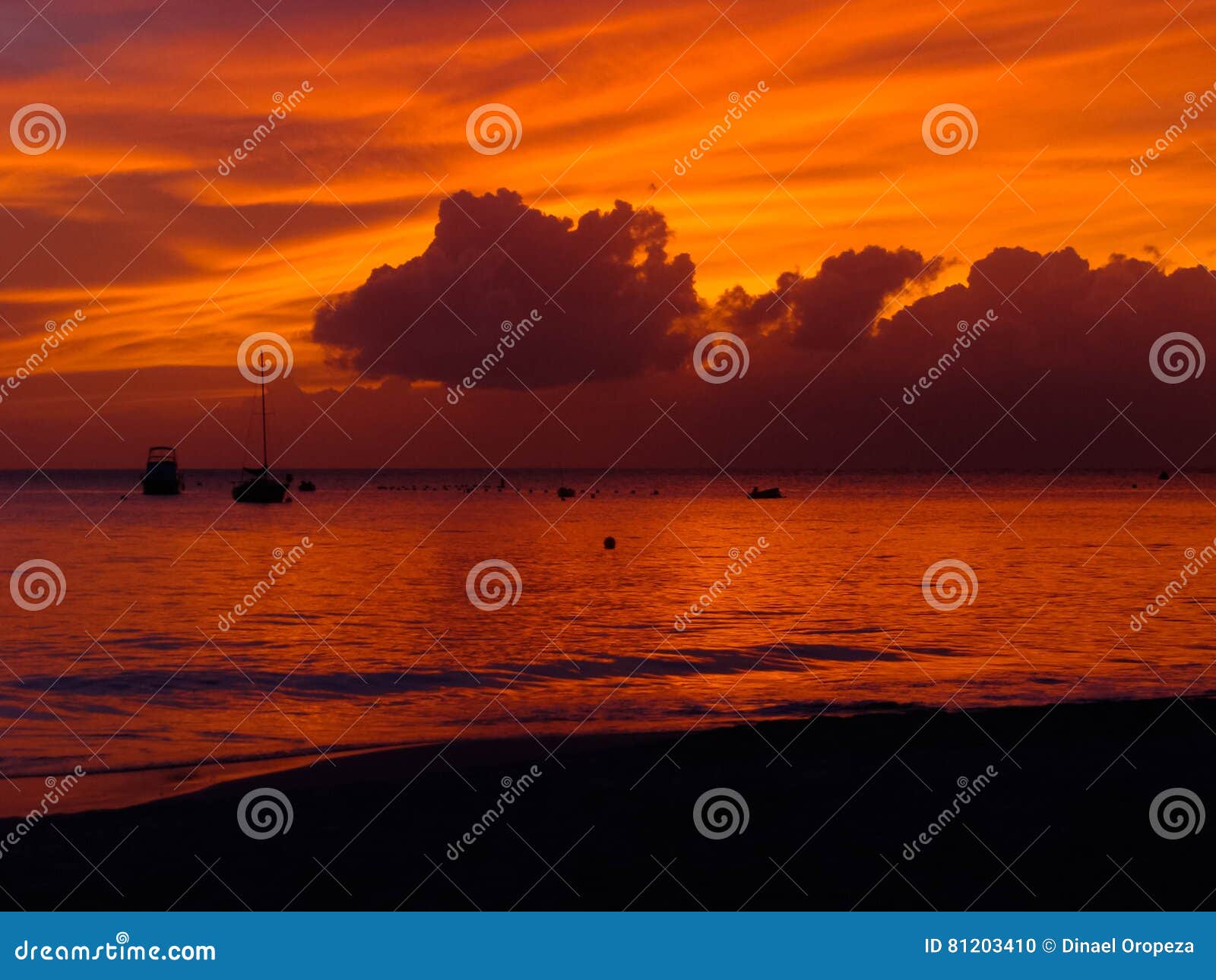 Red Beach Sunset stock photo. Image of peace, barbados - 81203410