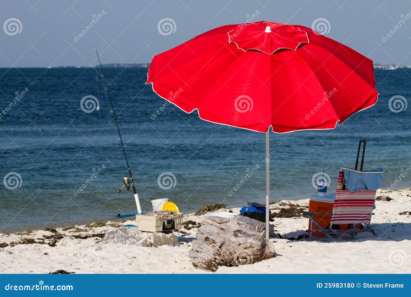 Red Beach Umbrella stock photo. Image of seawater, relaxation - 25983180