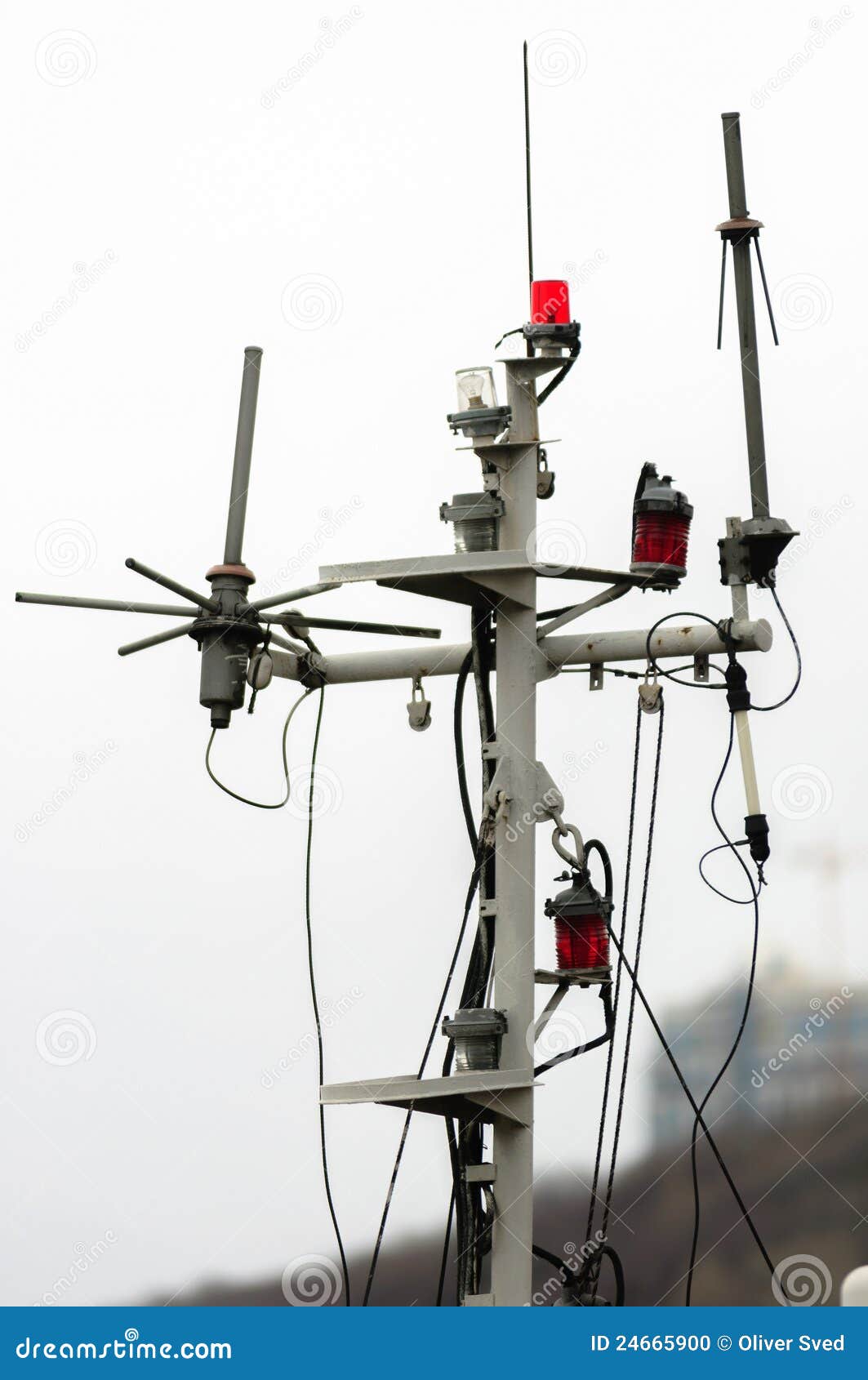 Red Beacon Against White Sky Stock Photo - Image of help, warn: 24665900