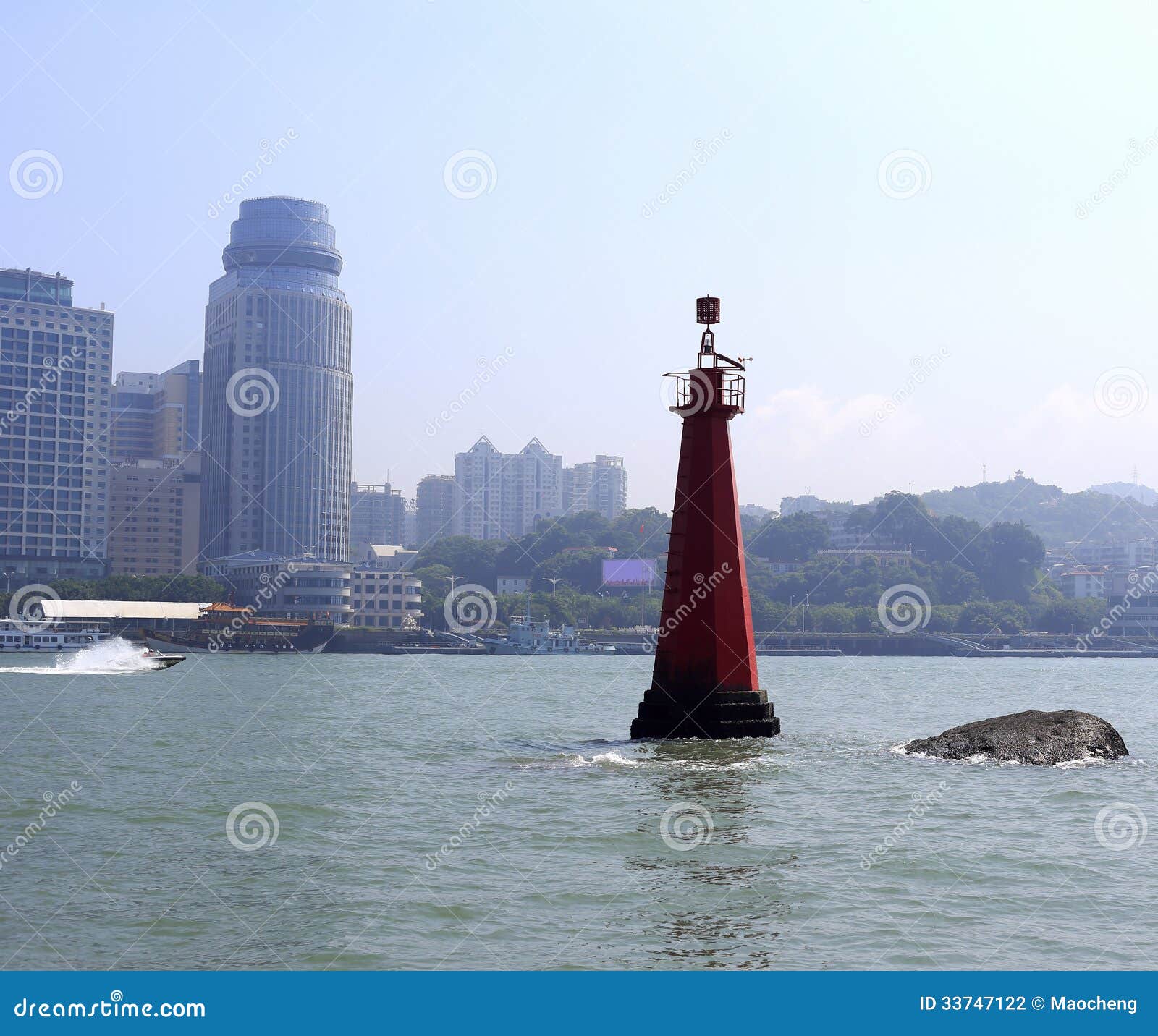 Red beacons stock photo. Image of trees, city, marine - 33747122