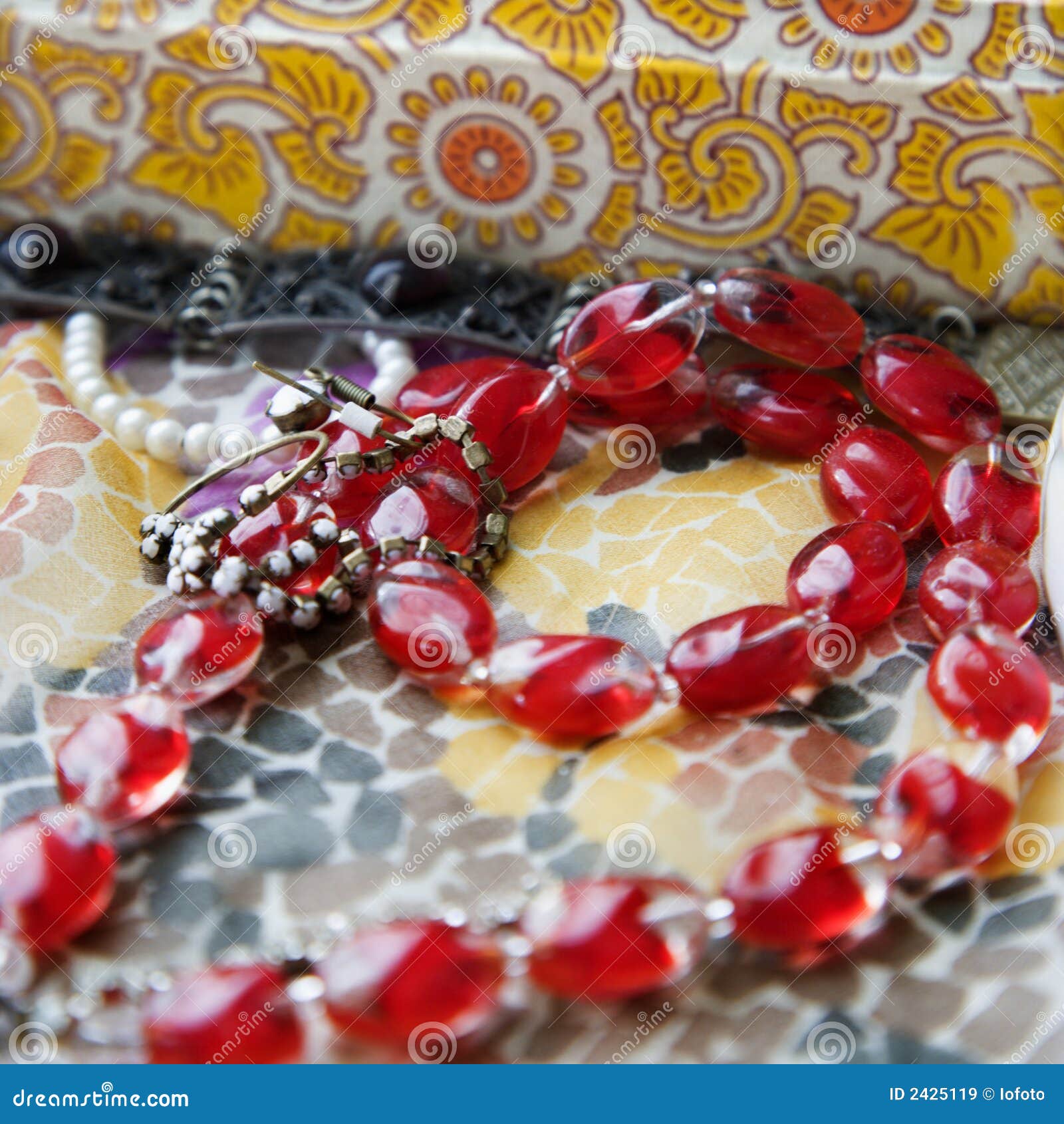 Red bead necklace. stock image. Image of 070112q0011, glass - 2425119
