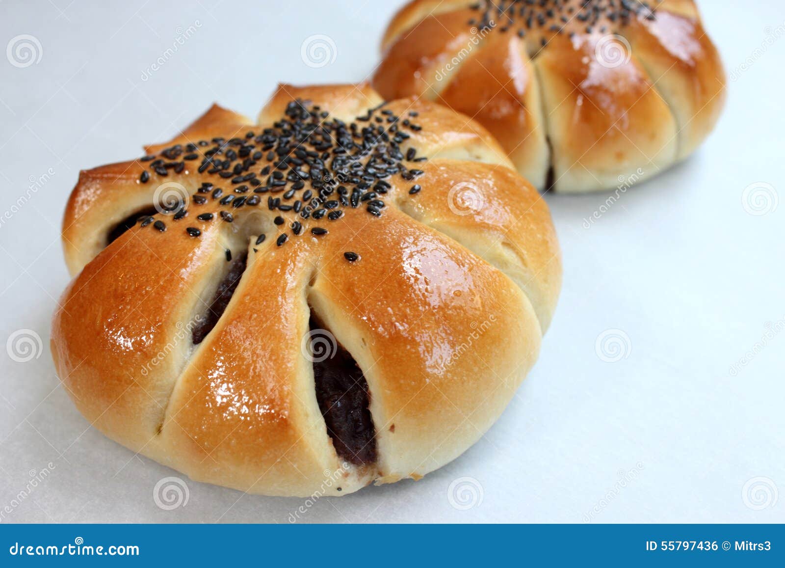 Red Bean Black Sesame Filled Bun Stock Photo - Image of bean, breakfast ...