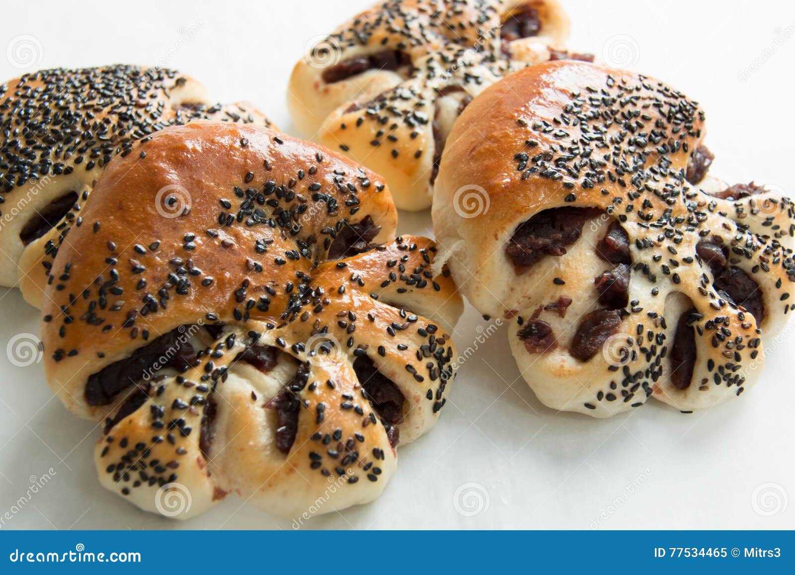 Red bean bun stock image. Image of filling, brown, dessert - 77534465