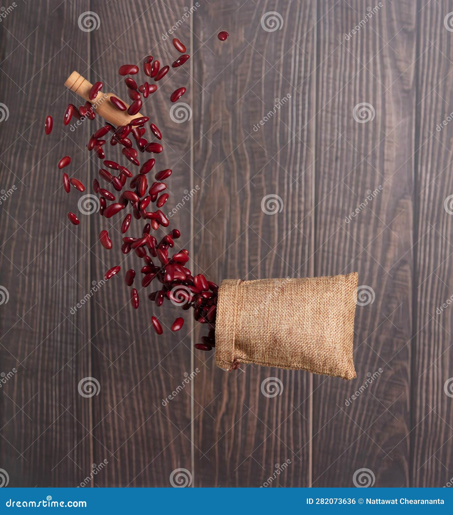 Red Bean Flying Explosion in Sack Bag, Red Grain Beans Explode Abstract ...