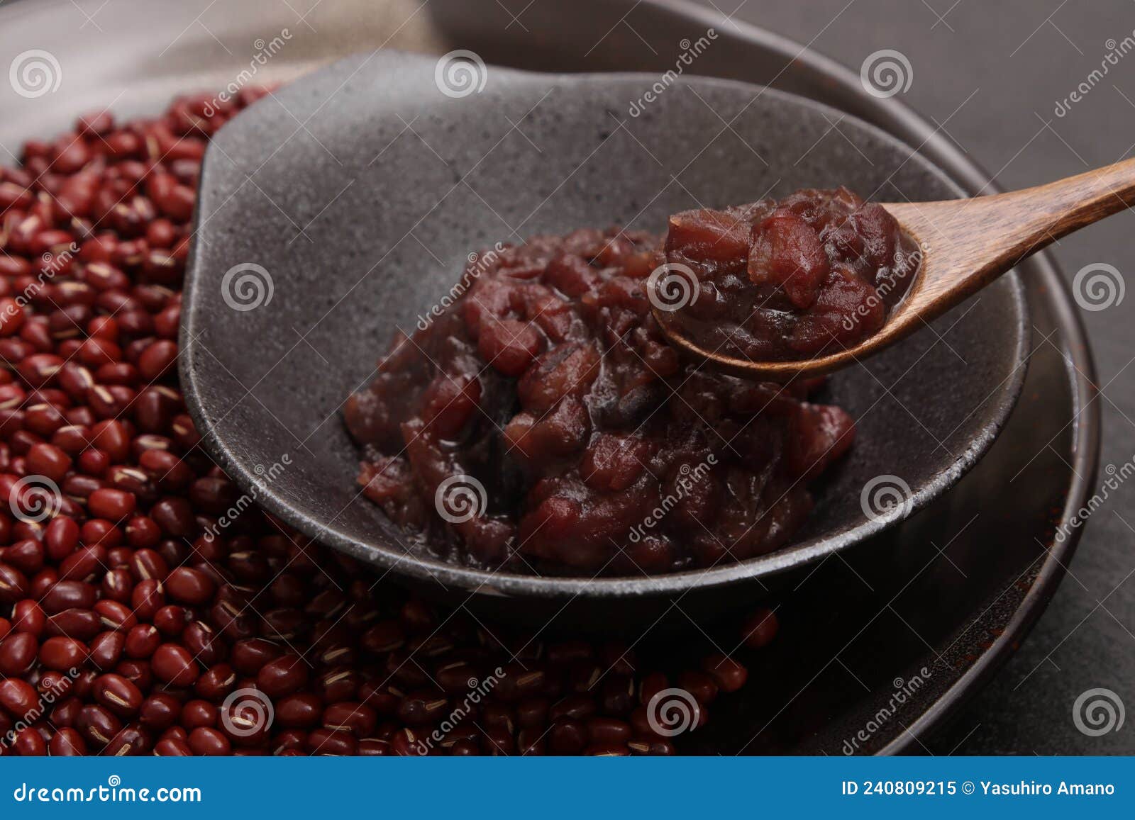 Red Bean Paste and Azuki Beans on a Plate Stock Image - Image of buns ...
