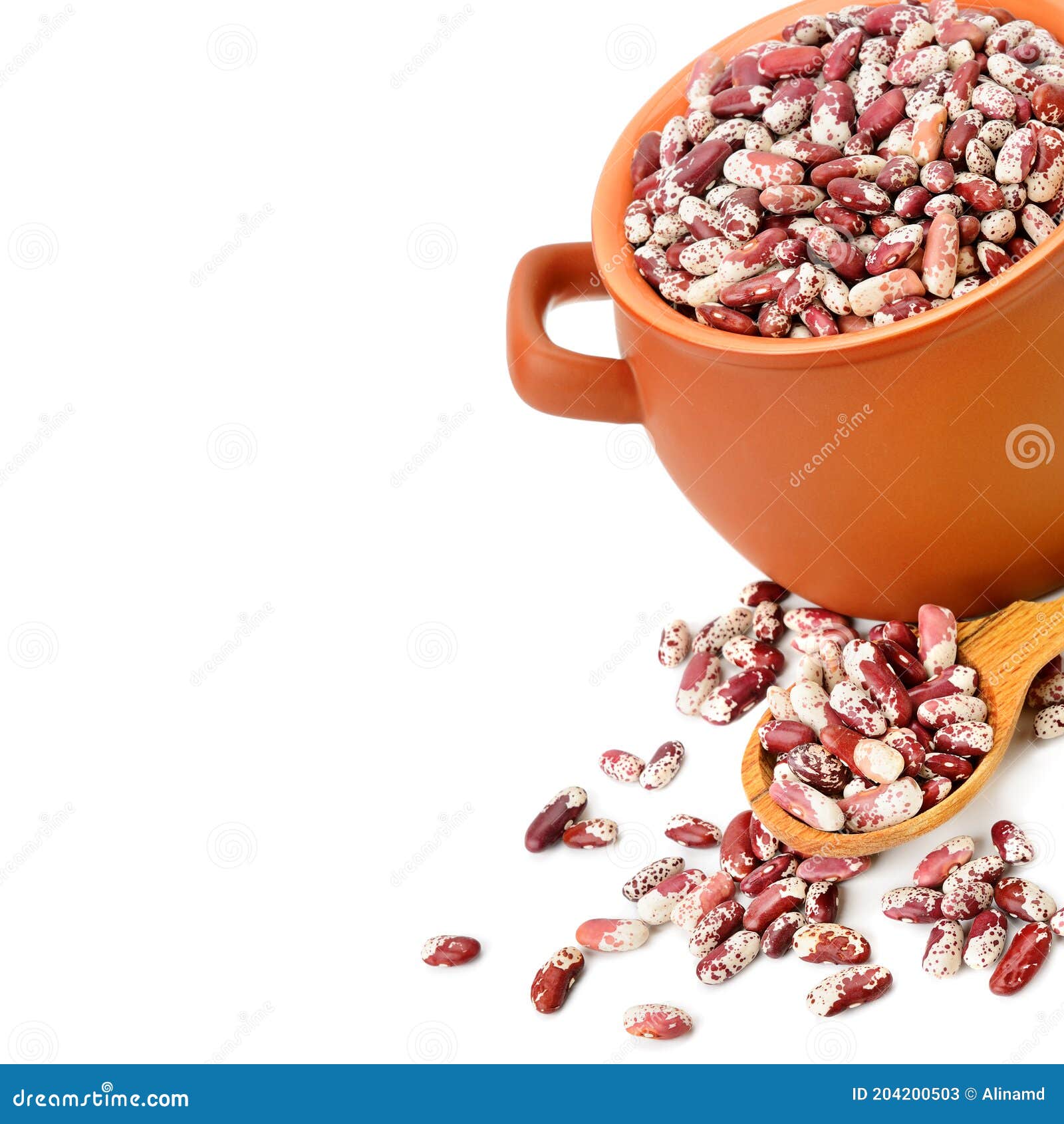 Red Beans in a Ceramic Pot Isolated on White. Free Space for Text Stock ...