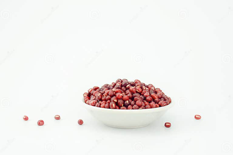 Red Beans with a Dish on the White Background Stock Photo - Image of ...