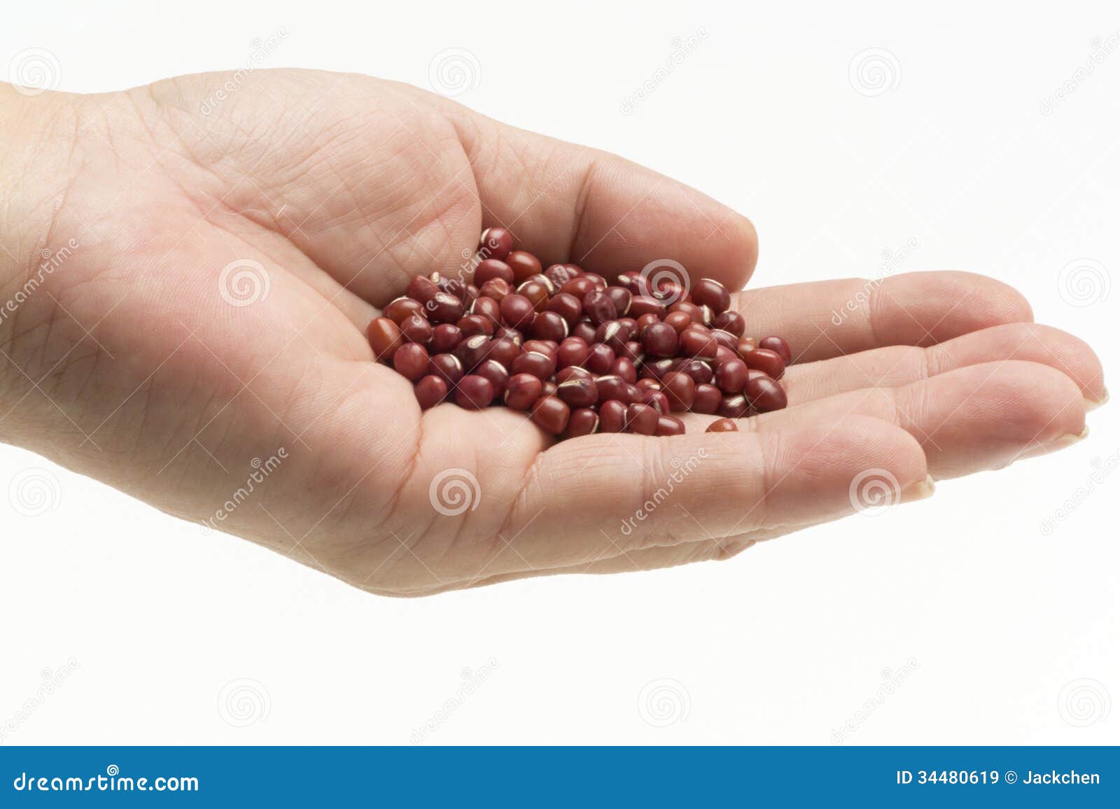 Red beans in man s hand stock image. Image of colored - 34480619
