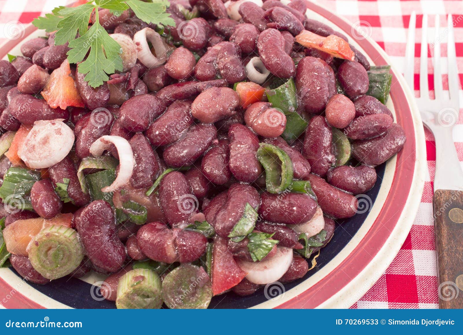 Red Beans Salad on the Plate Stock Image - Image of dietary, onion ...