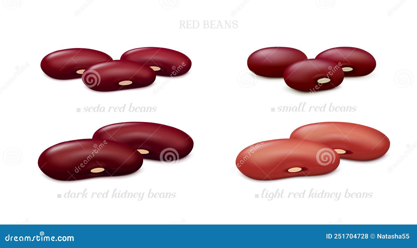 Red Beans Seda, Small, Dark and Light Kidney Isolated on White ...
