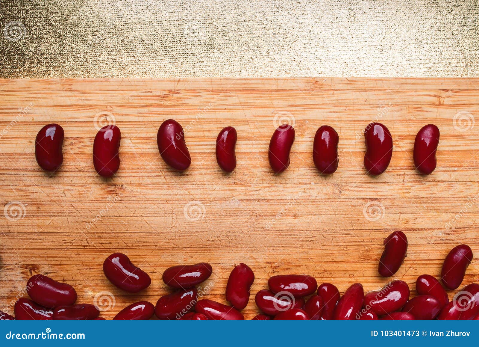 Red Beans Spread Out on a Wooden Cutting Board Stock Image - Image of ...